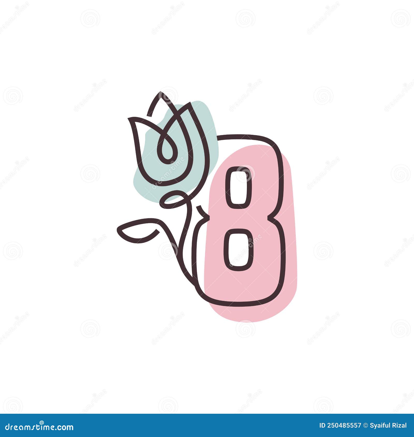 Flower Logo Number 8 Striped with Color Stock Illustration ...