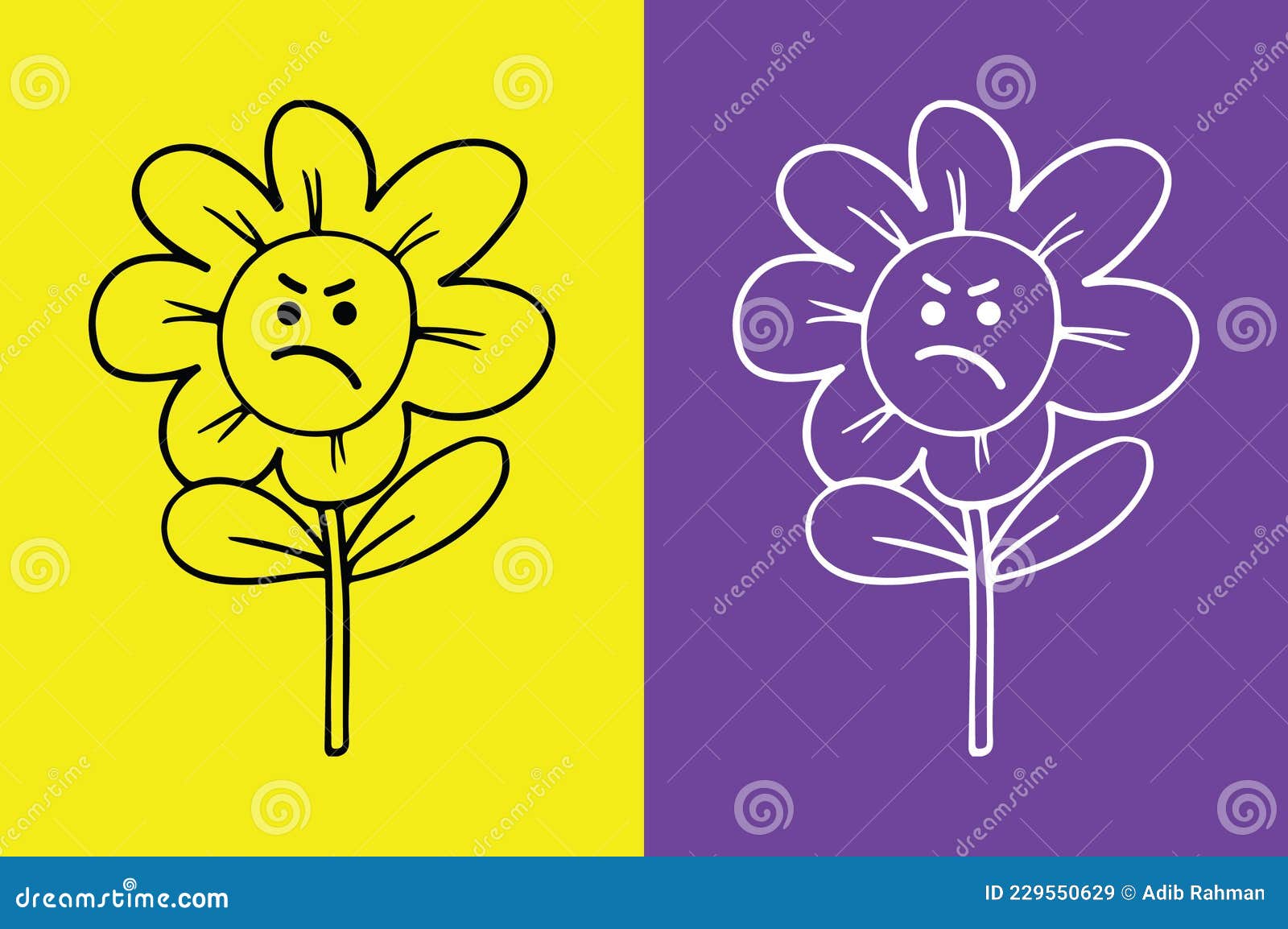 Flower angry face emoji stock vector. Illustration of angry - 229550629
