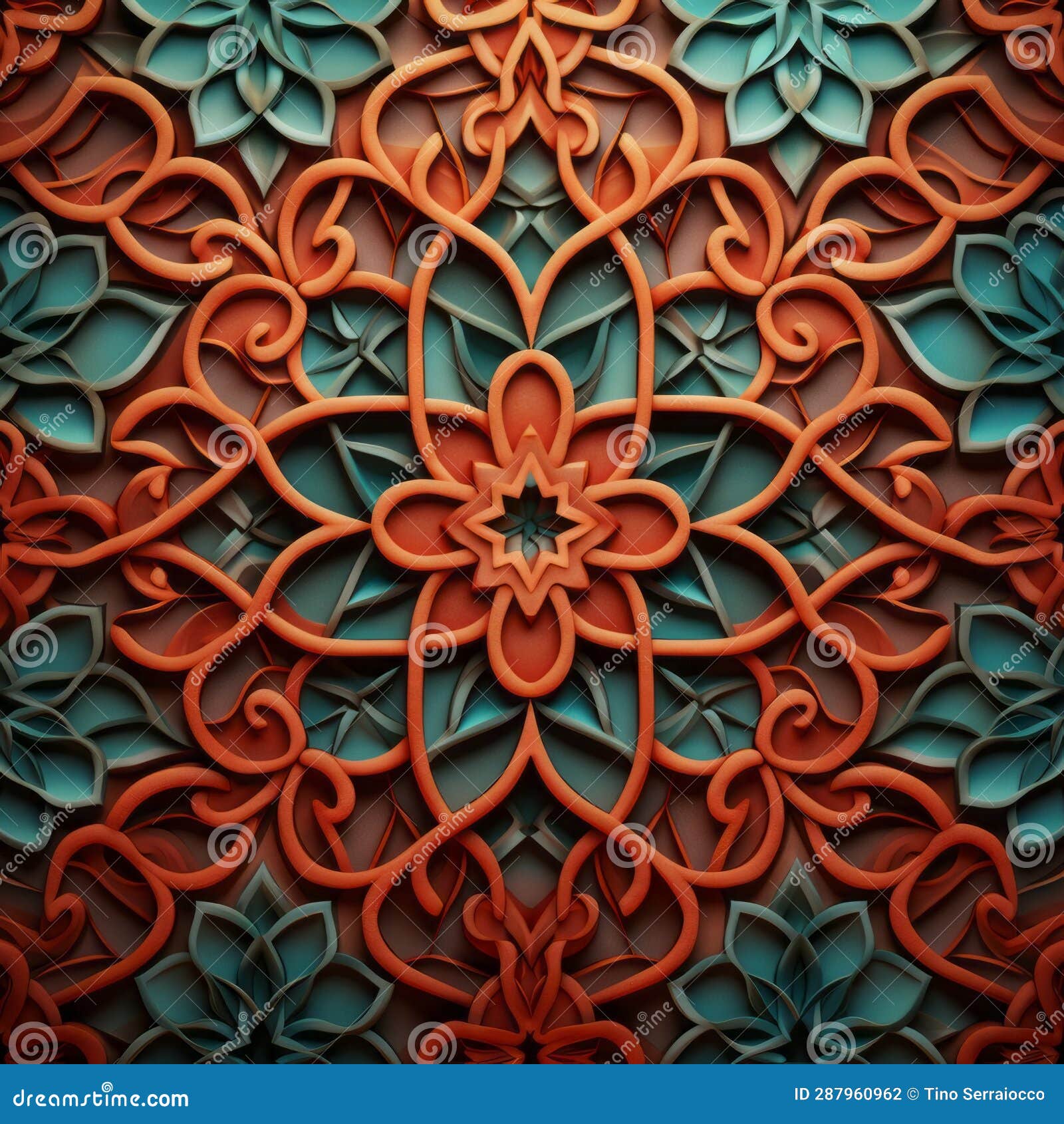 Flower Arabian Pattern Decorative Texture Red and Gold , Generated by ...