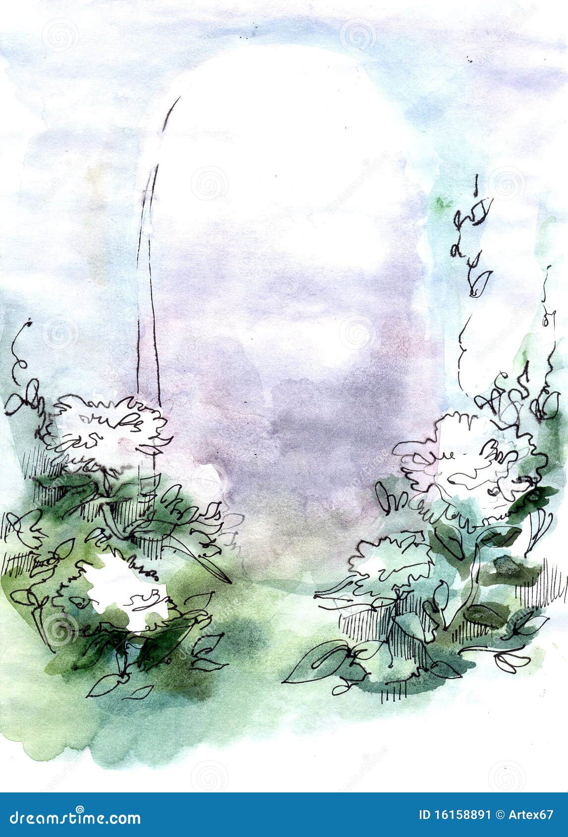 Flower arch stock illustration. Illustration of shrubs - 16158891