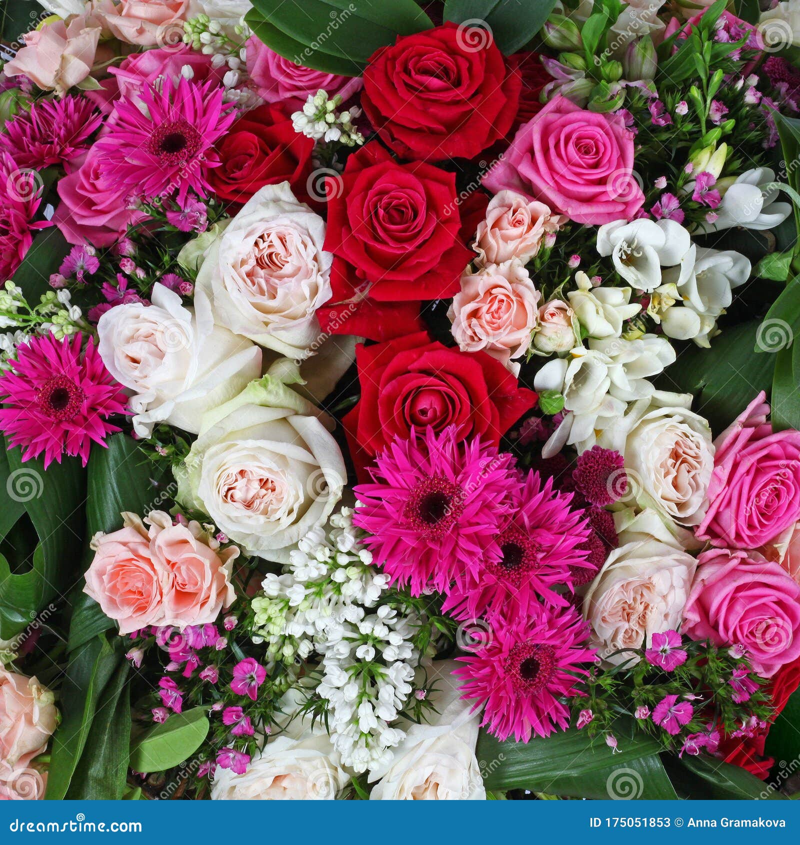 Flower Arrangement Background with Roses Stock Image - Image of ...