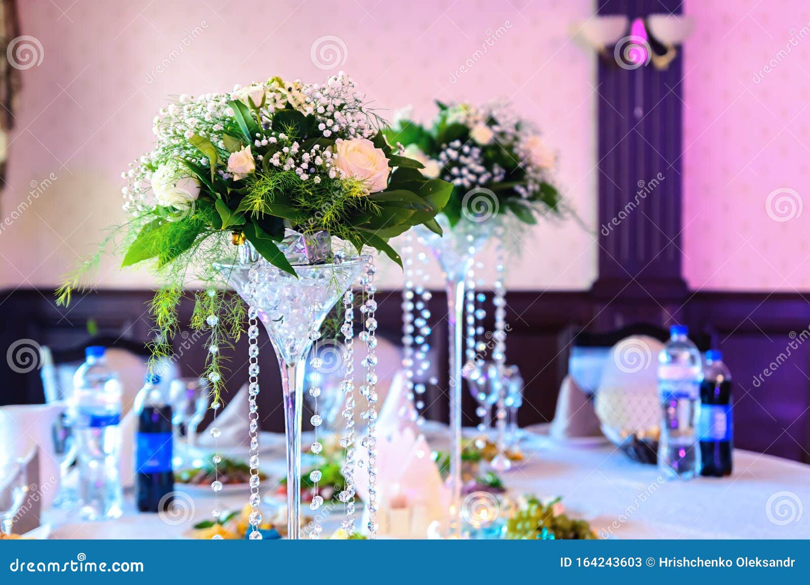 Flower Arrangement for Decorating a Banquet Table Stock Image - Image ...