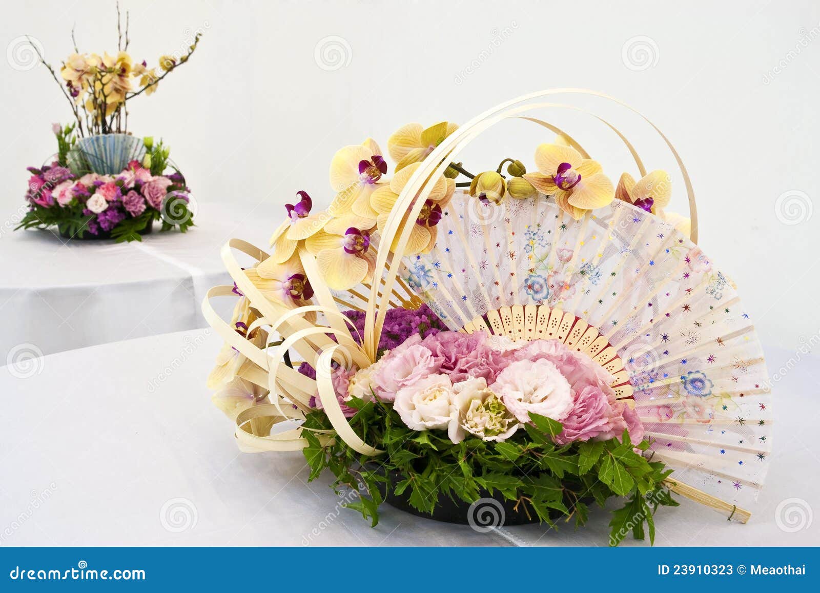 Flower Arrangement for Round Table Stock Image - Image of flowers ...
