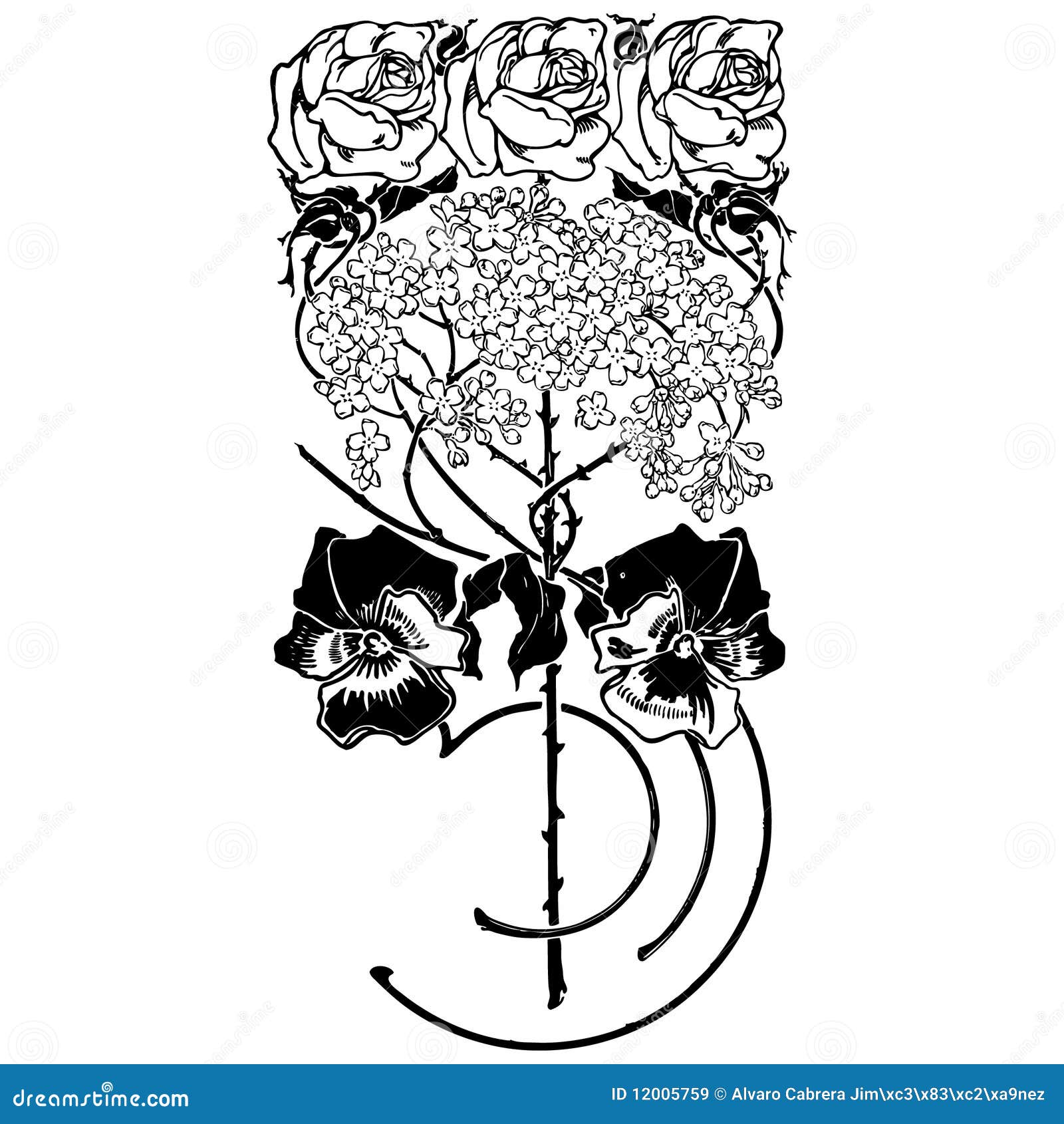 Flower Art Deco Illustration Vector Rose Lily Stock Illustration ...