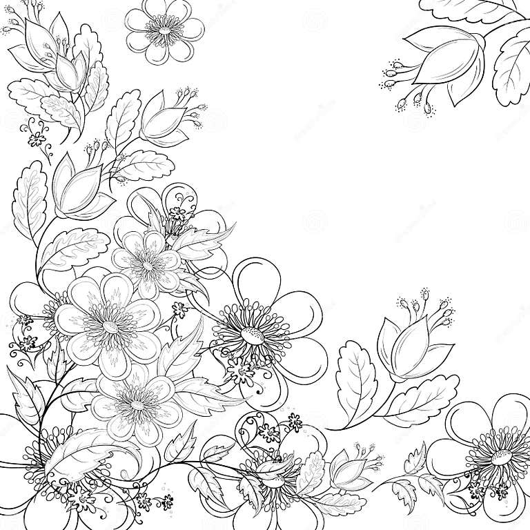 Flower Background, Contours Stock Vector - Illustration of natural ...