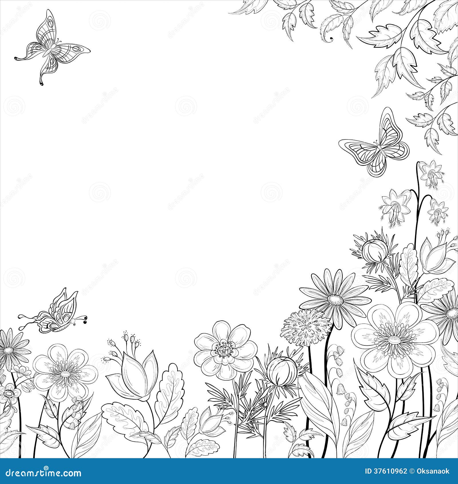 Flower Background, Contours Stock Vector - Illustration of natural ...