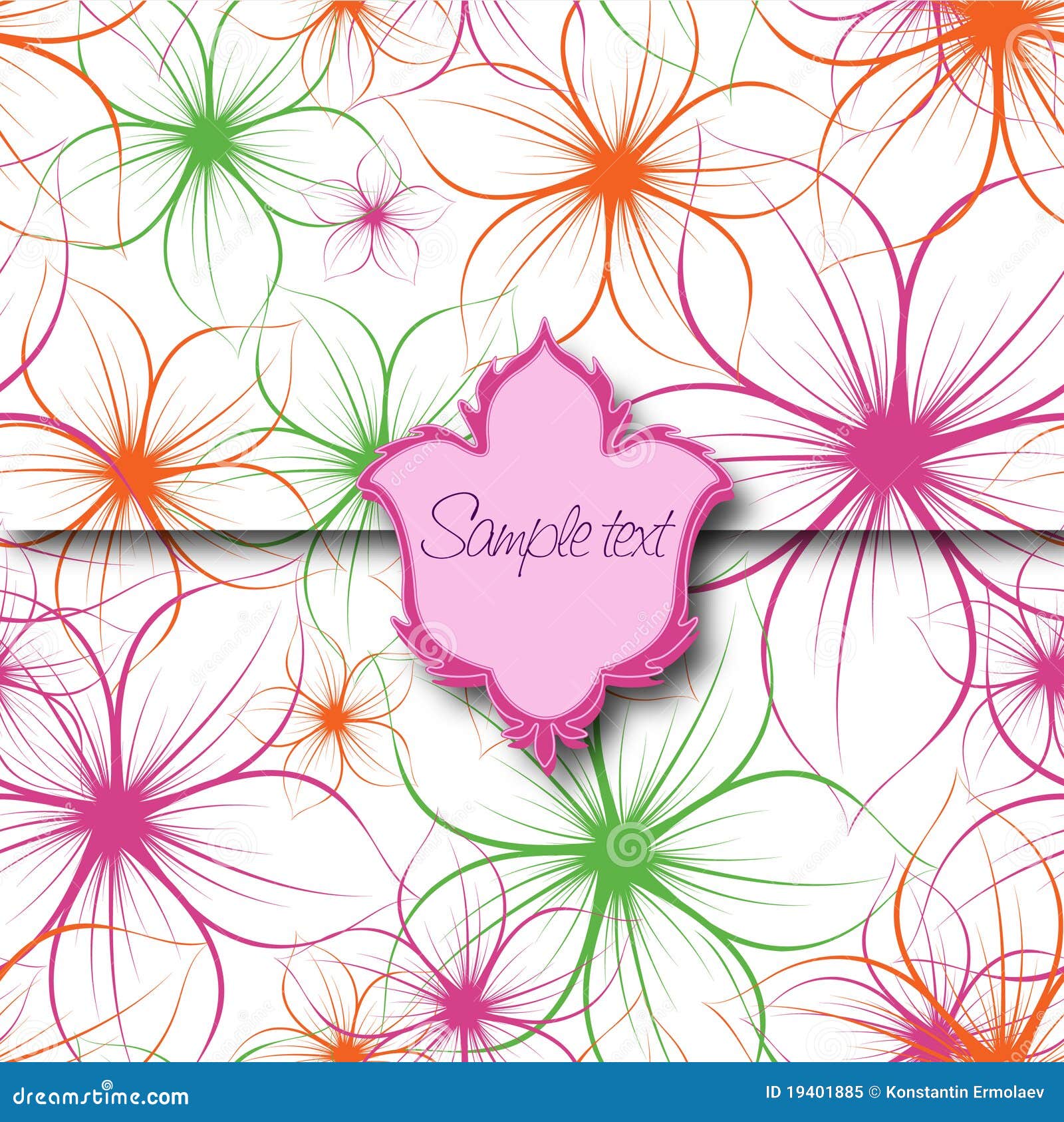 Flower Background with Label. Vector Stock Illustration - Illustration ...