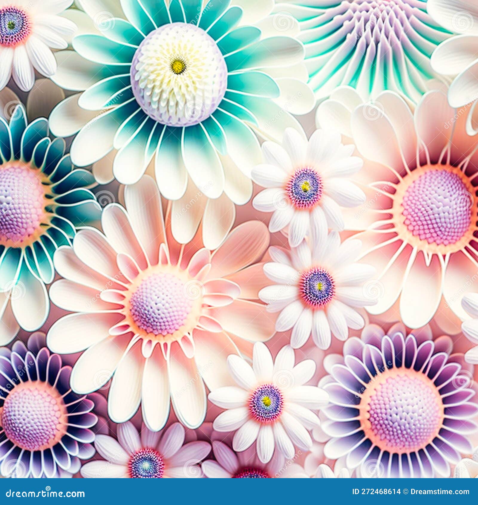Flower Background Pastel Floral Pattern Top View. Generative AI Stock ...