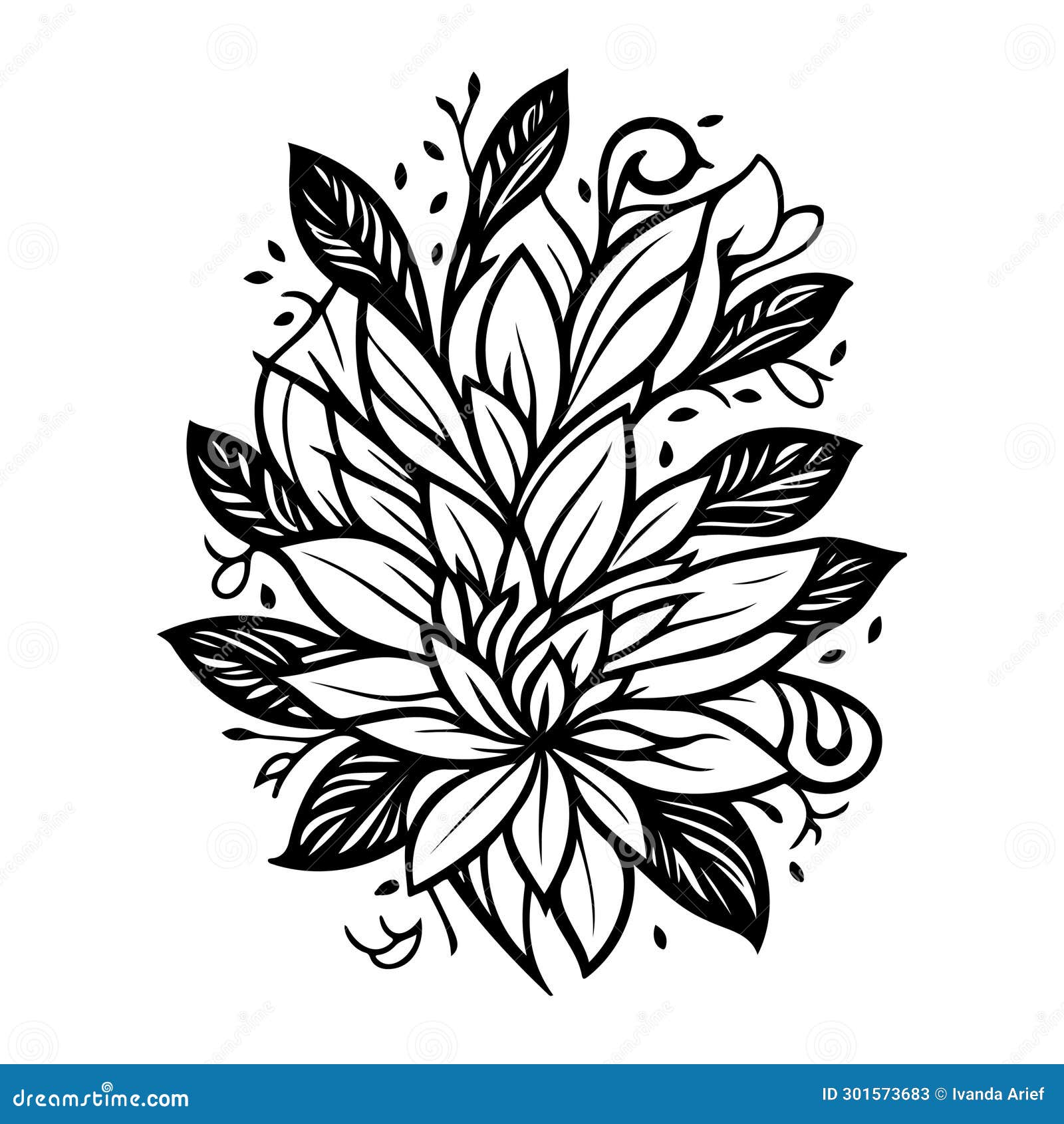 Flower Batik Pattern Hand Draw Black Colour Logo Symbol Perfect Stock ...