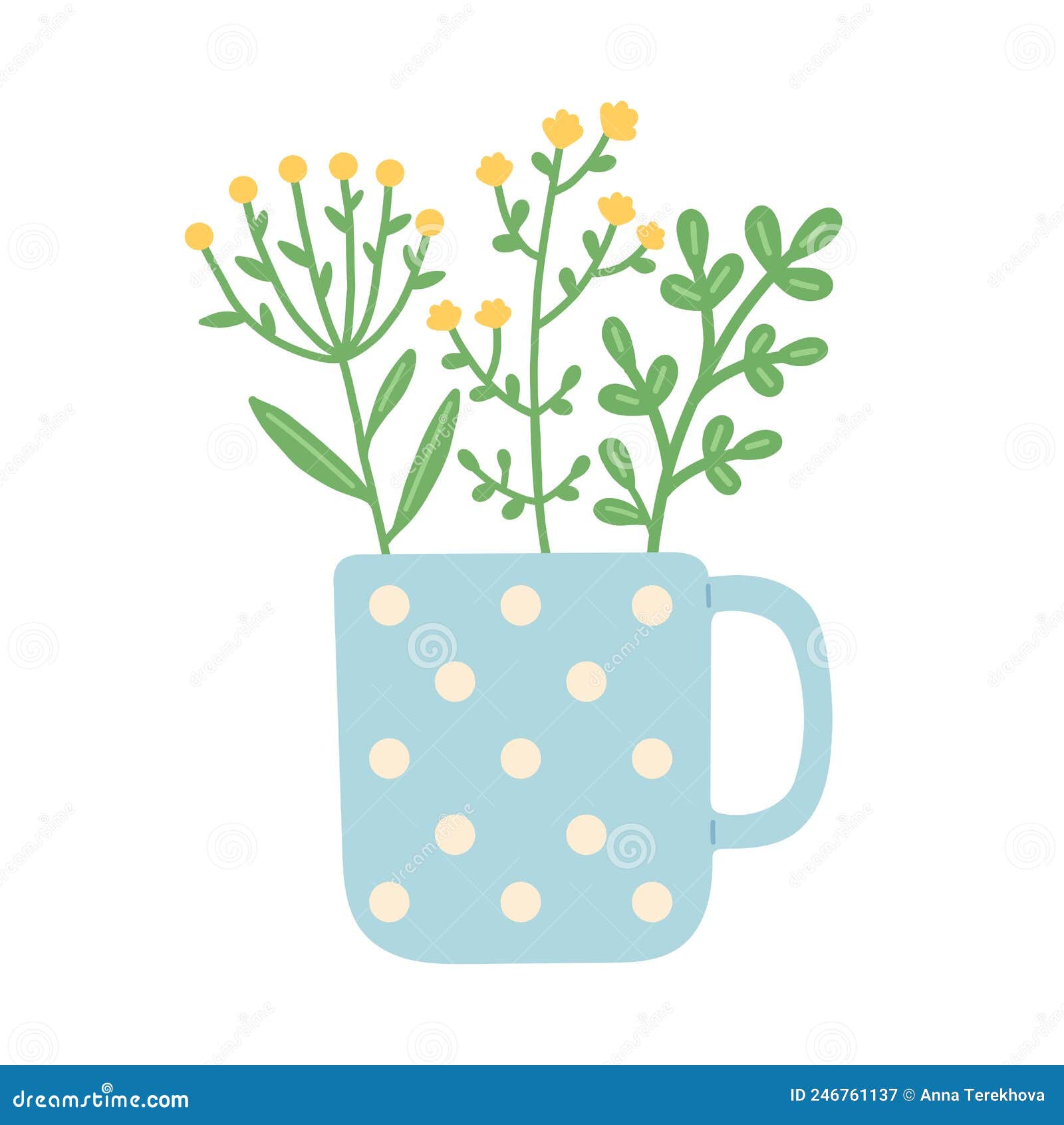 Flower in Beautiful Cup, Flat Design Vector Stock Vector - Illustration ...