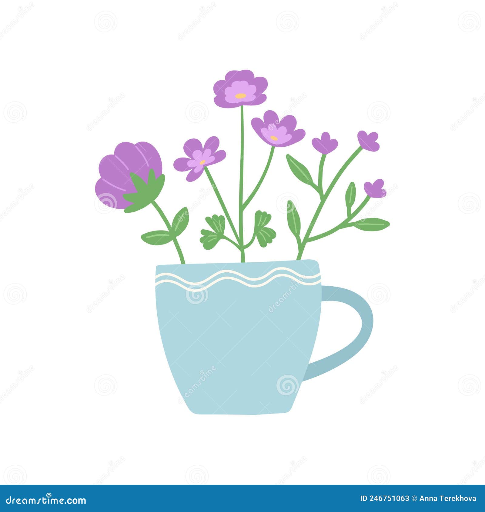 Flower in Beautiful Cup, Flat Design Vector Stock Vector - Illustration ...