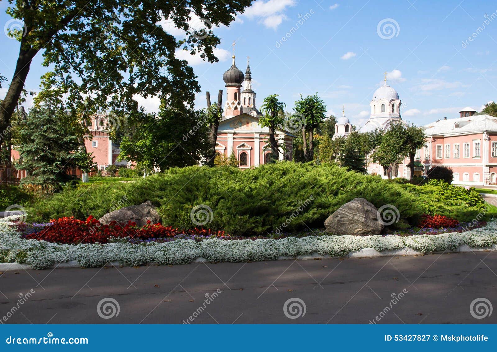 Flower Bed Next To the Buildings of Old Monastery Stock Image - Image ...