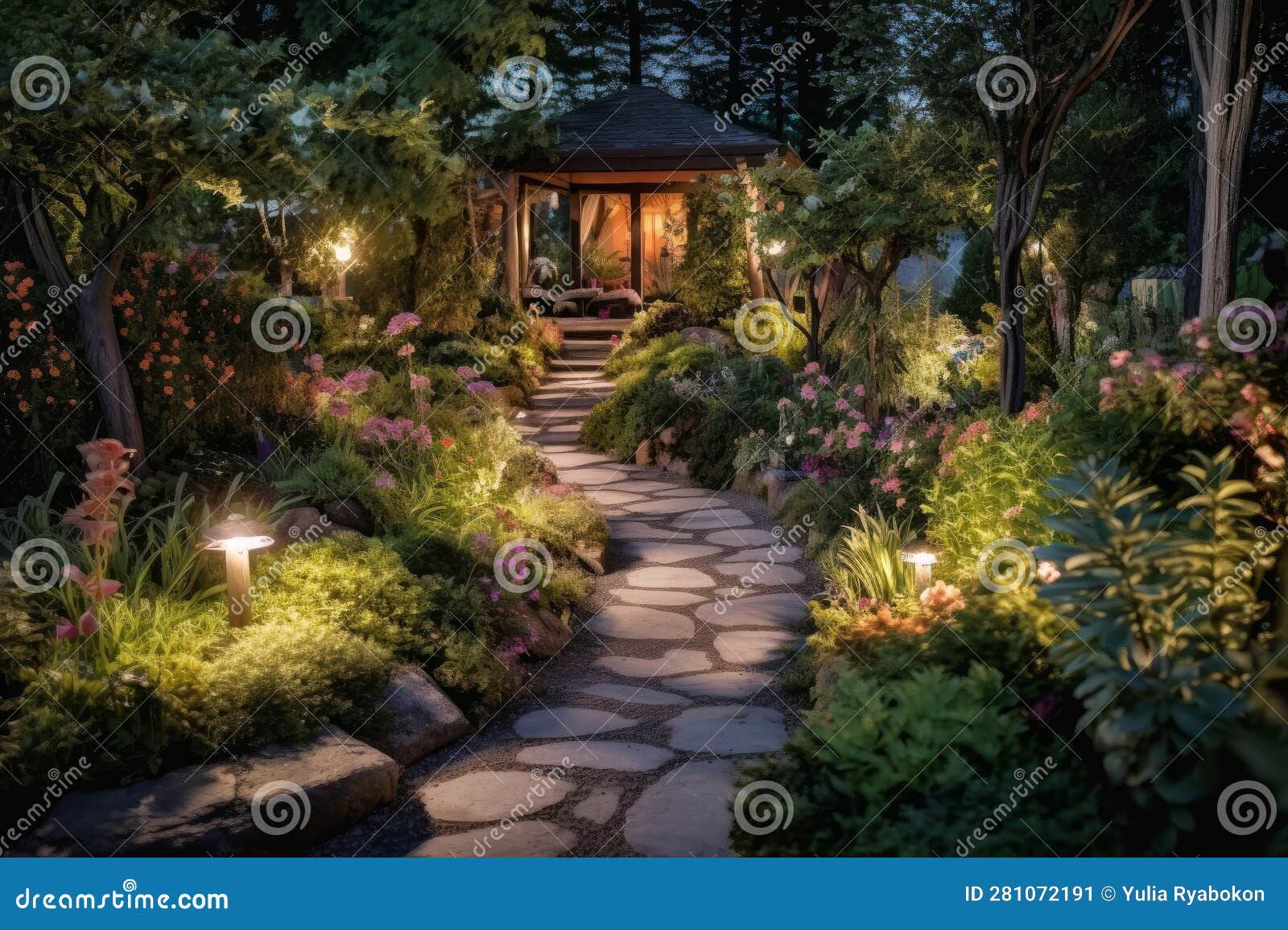 Flower Beds Paths Summer. Generate Ai Stock Illustration - Illustration ...