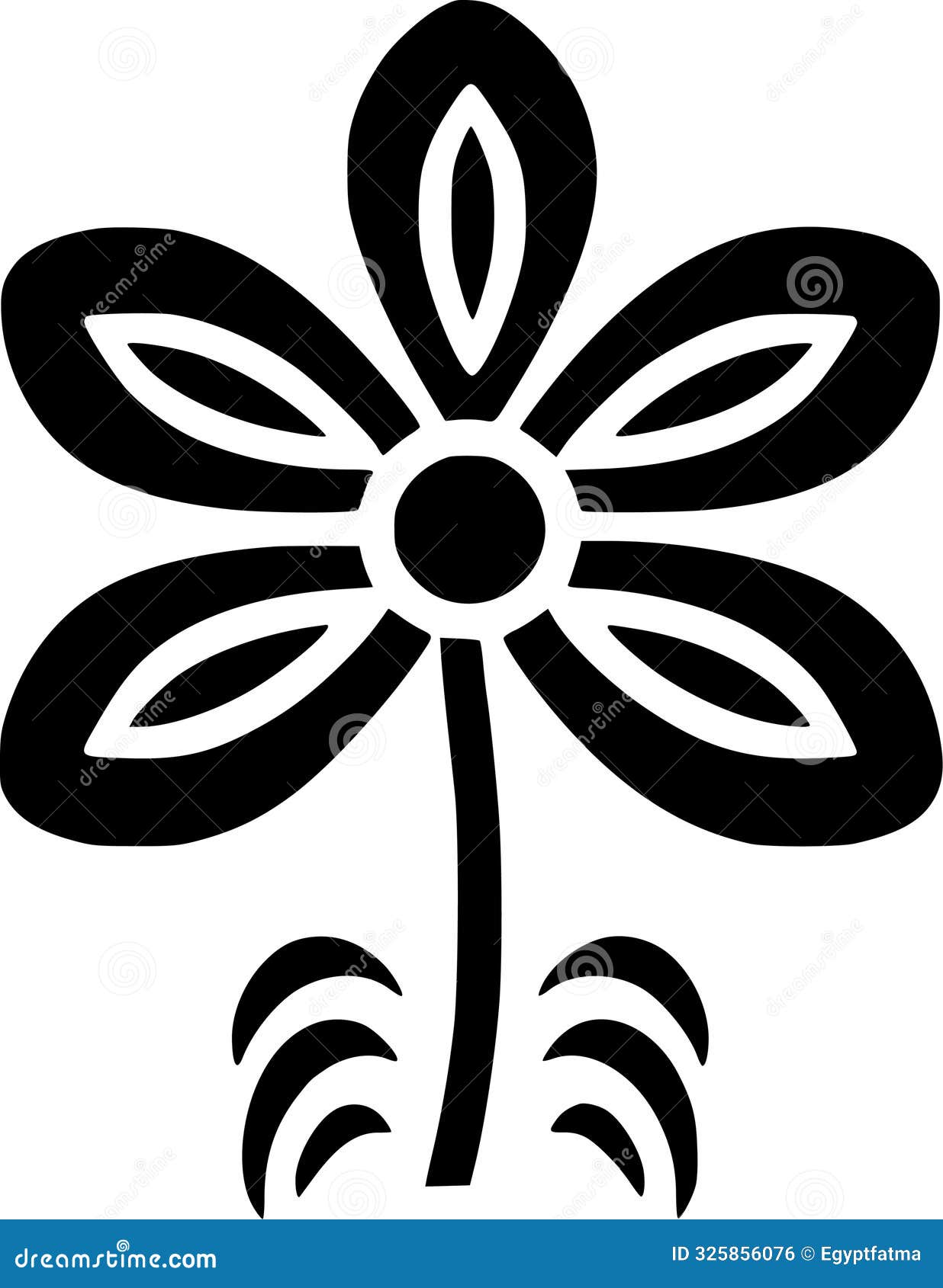 Flower - Black and White Vector Illustration Stock Illustration ...