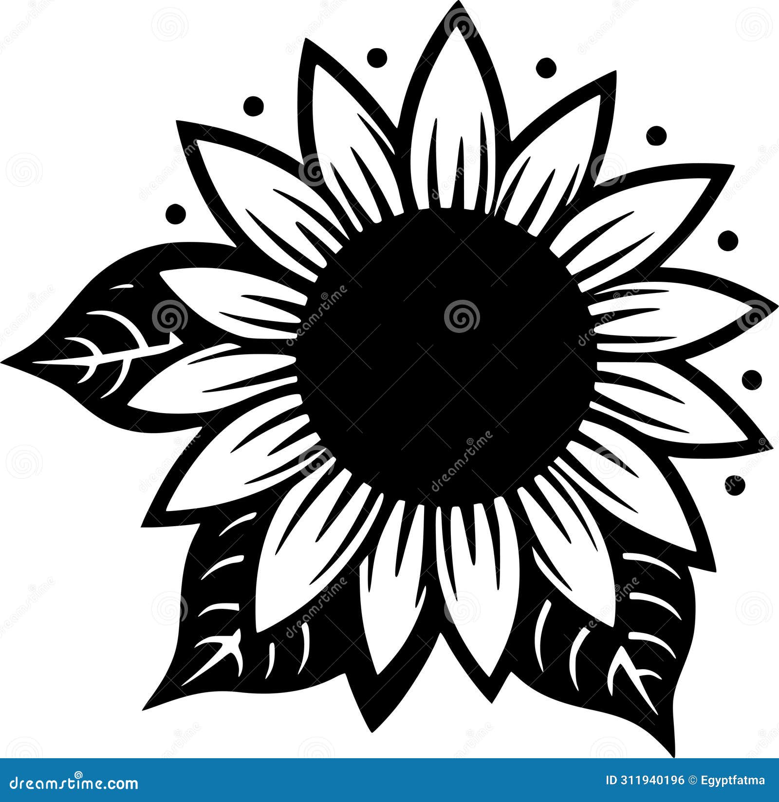 Flower - Black and White Vector Illustration Stock Vector ...