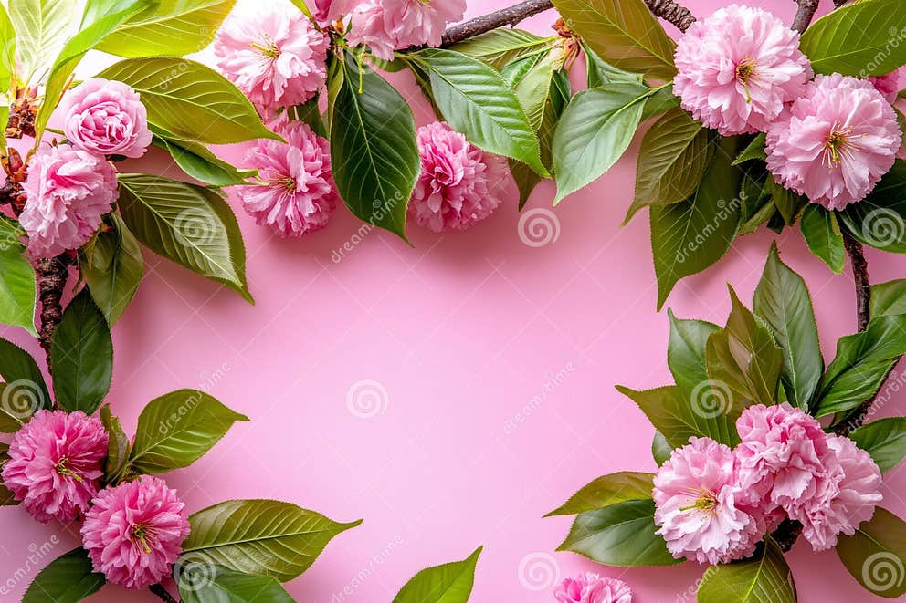 Flower Blossom Pattern on a Pink Background, Viewed from the Top Stock ...