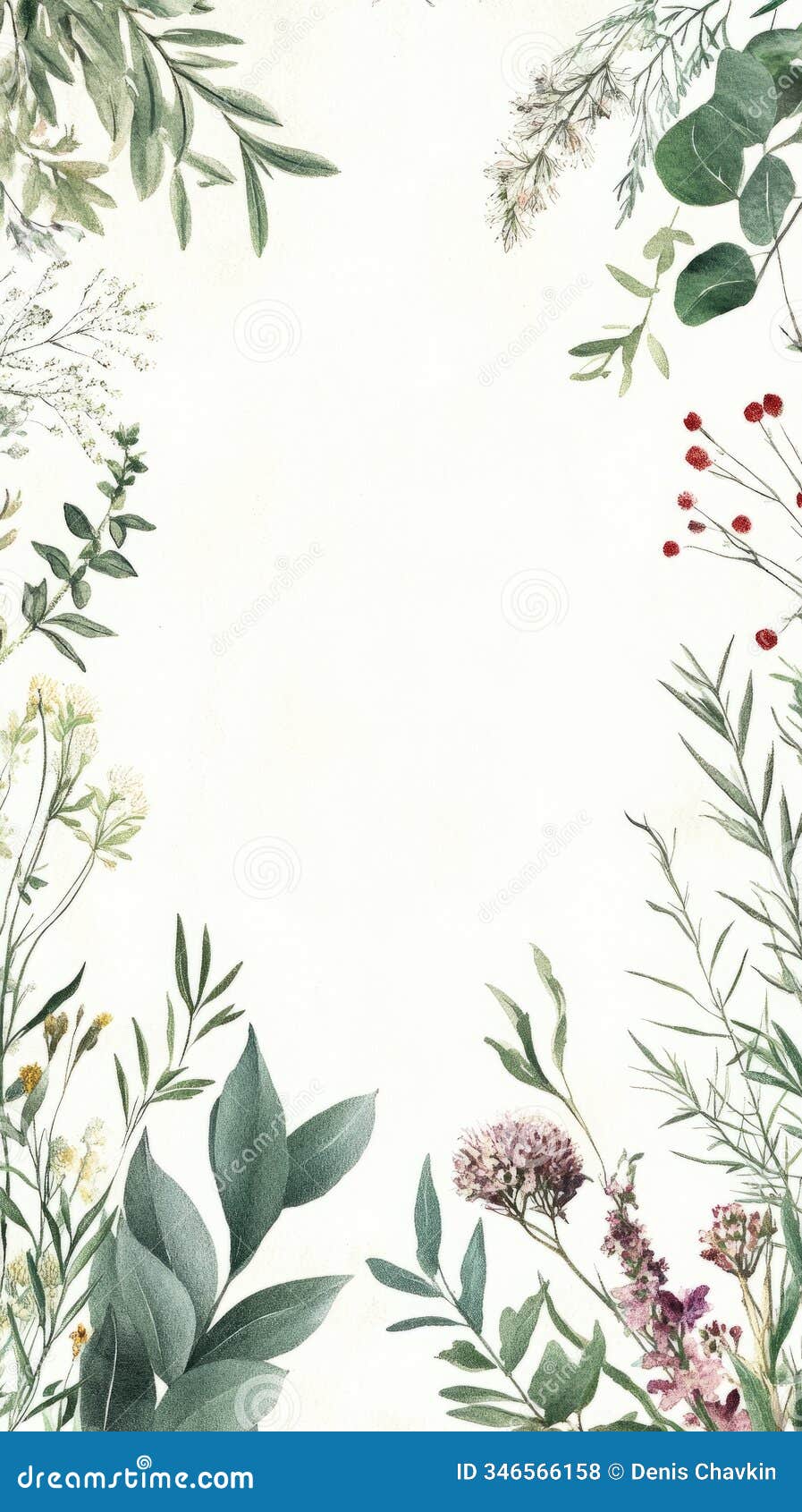 Flower Border with Empty Space in the Center, Floral Leaf Element Stock ...