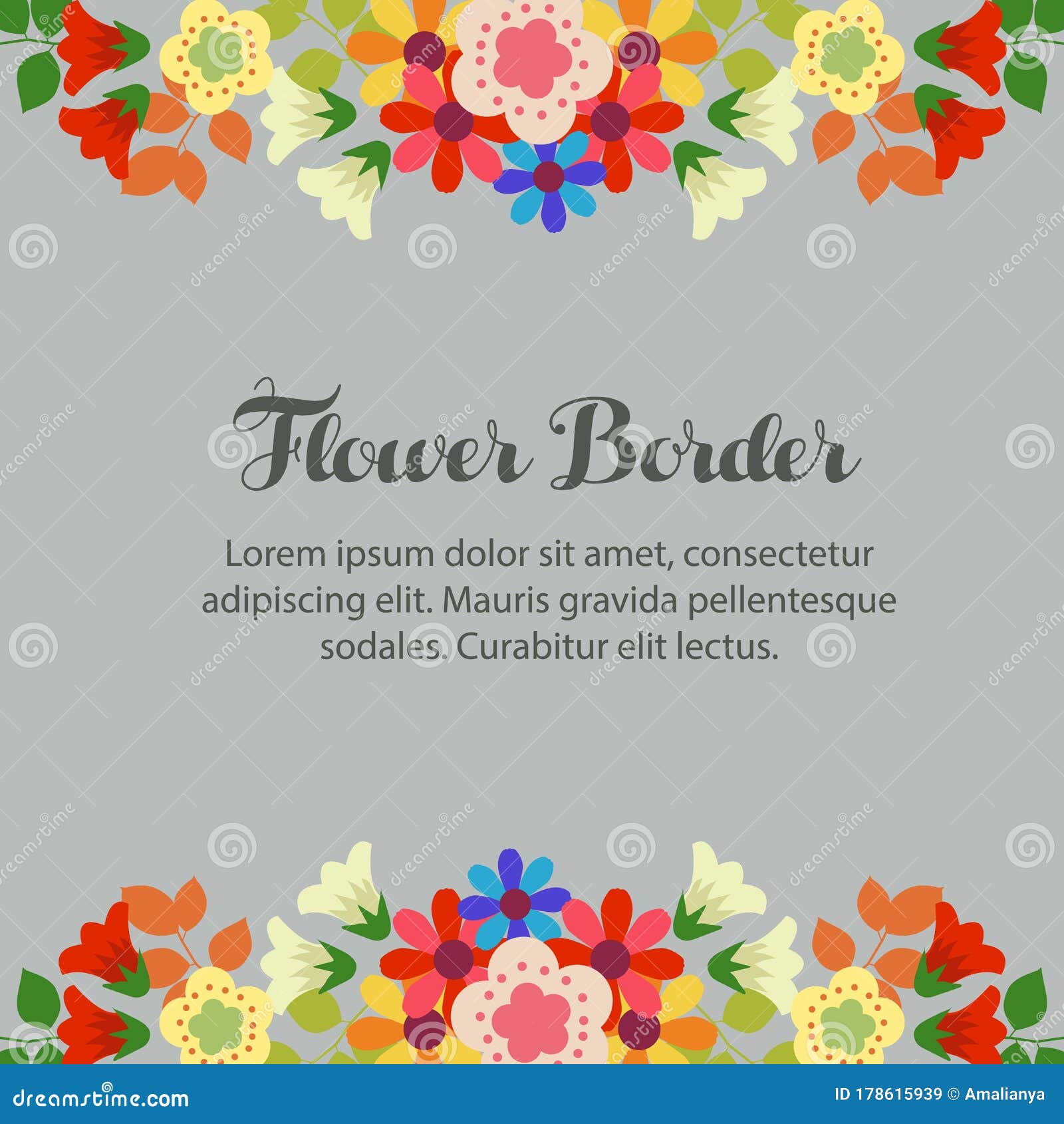 Flower border flat style stock vector. Illustration of nature - 178615939
