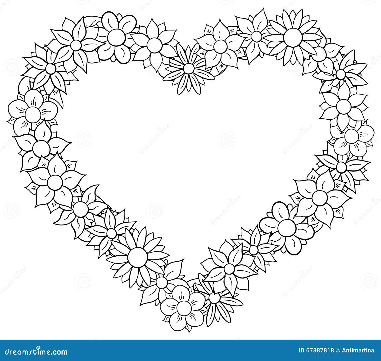 Flower border heart stock vector. Illustration of card - 67887818