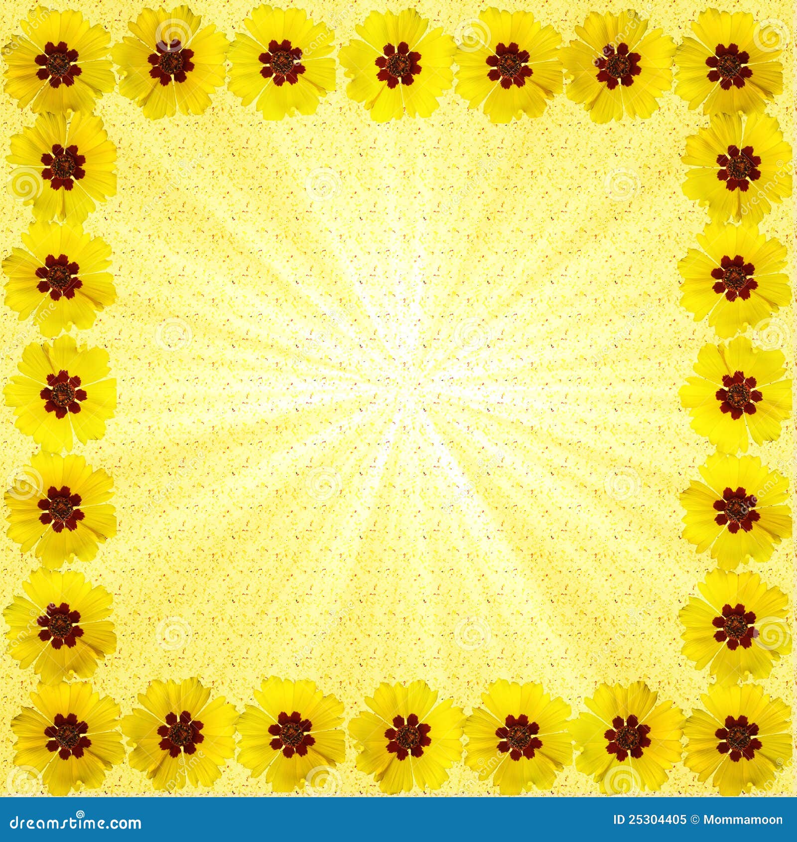 Flower Border with Sunburst Stock Illustration - Illustration of ...
