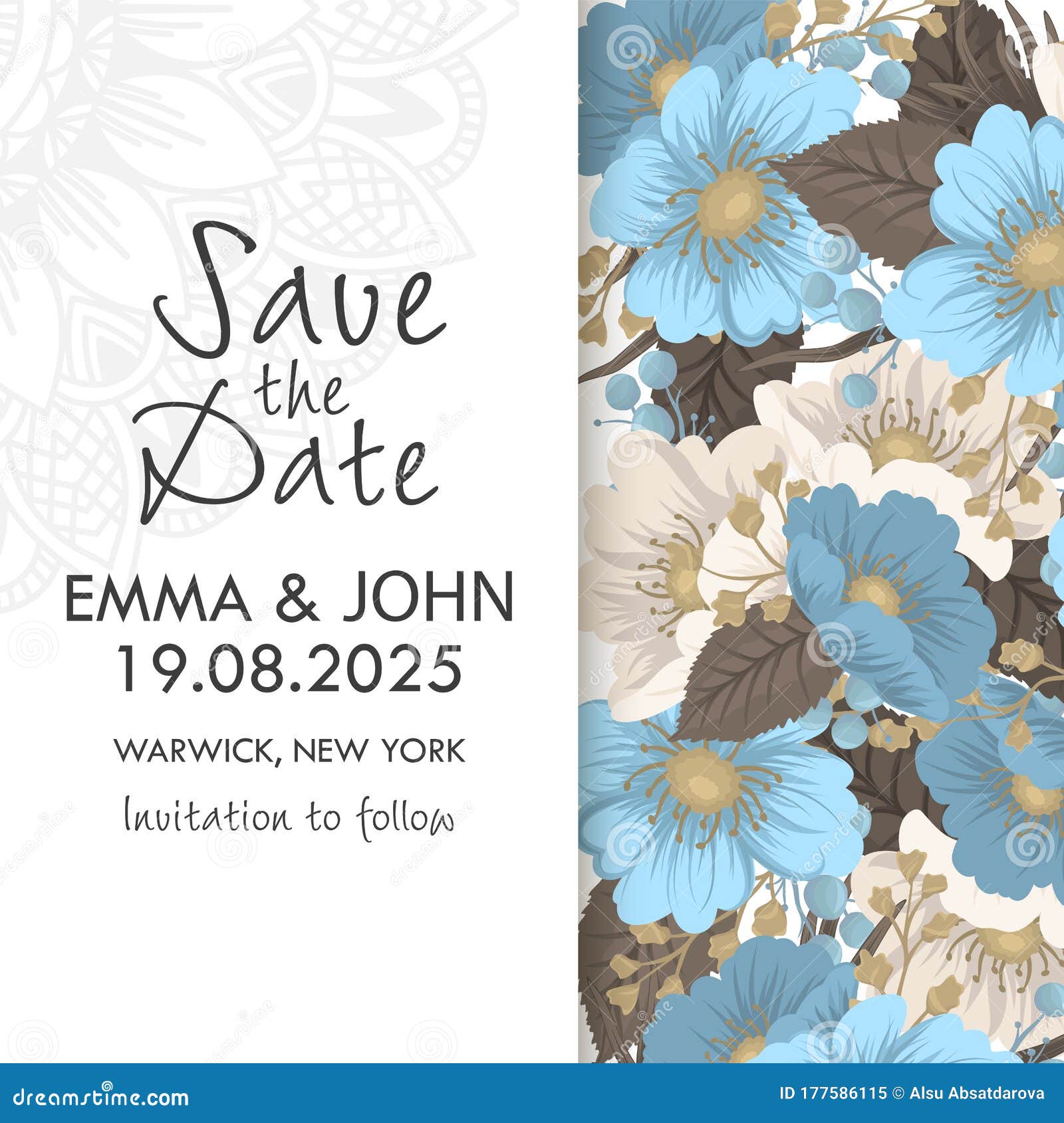 Flower Border Template - Blue Flowers Stock Illustration - Illustration ...