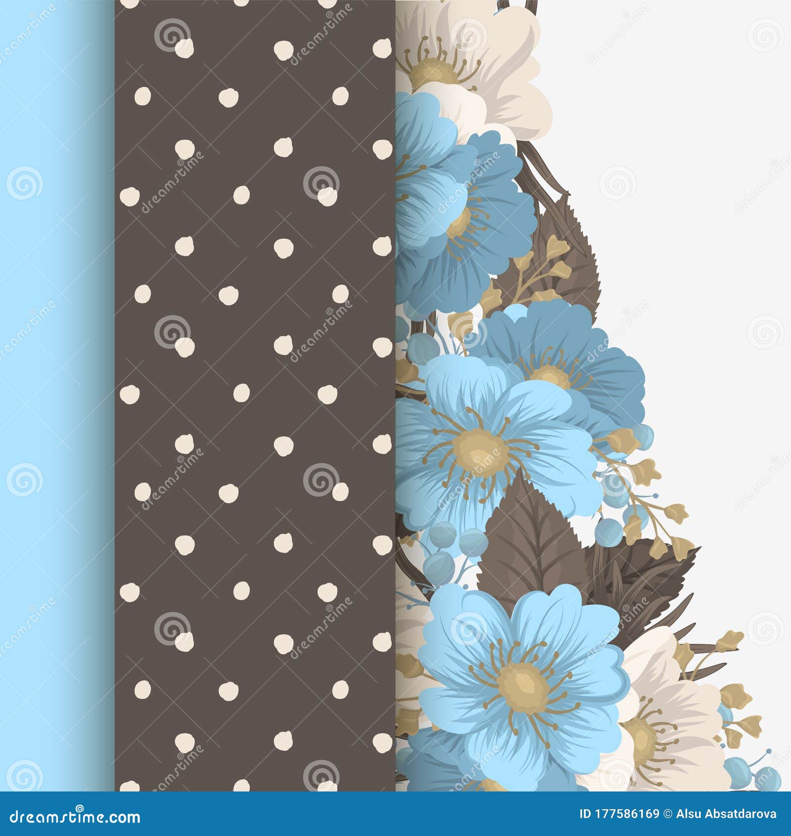 Flower Border Template - Blue Flowers Stock Illustration - Illustration ...