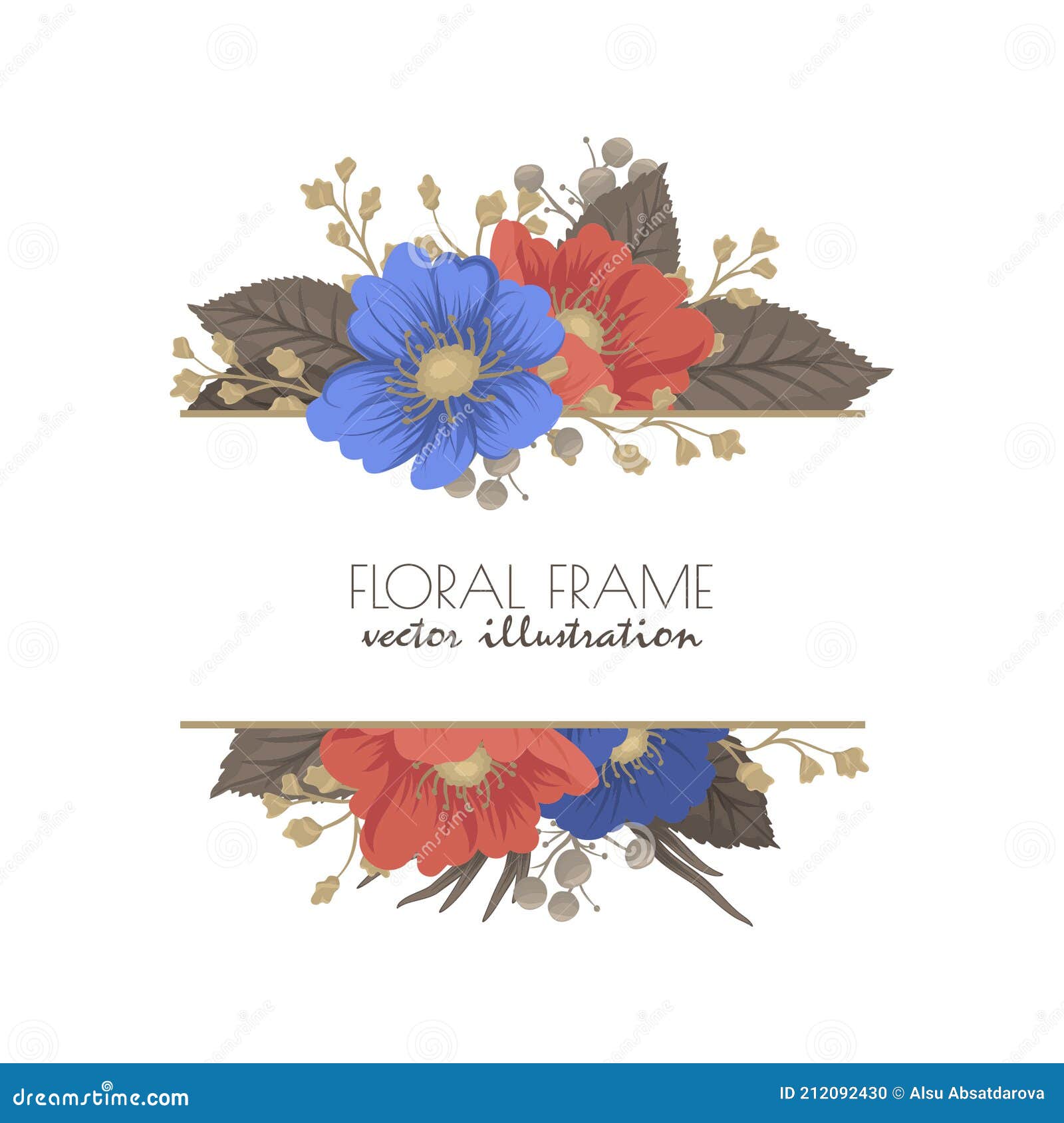 Flower Border Template - Blue Flowers Stock Vector - Illustration of ...