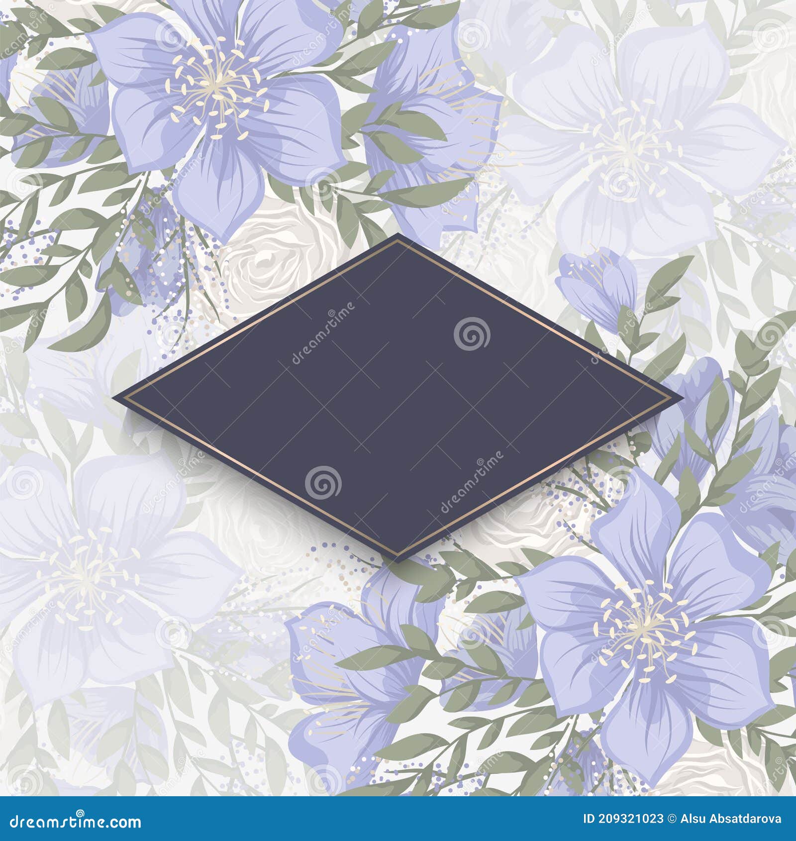 Flower Border Template - Light Blue Flowers. Vector Stock Vector ...