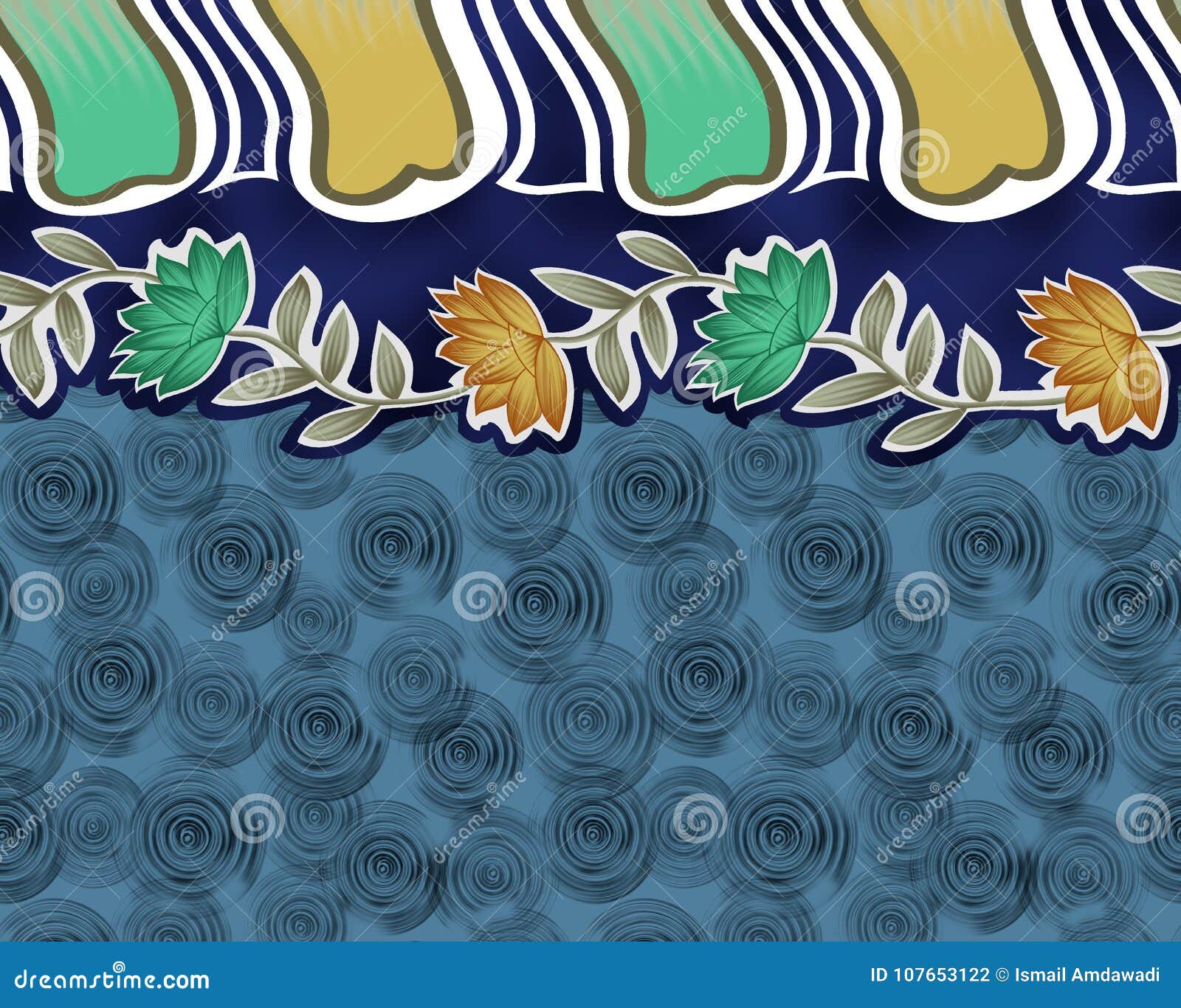 Flower Border Textile Design Stock Illustration - Illustration of ...