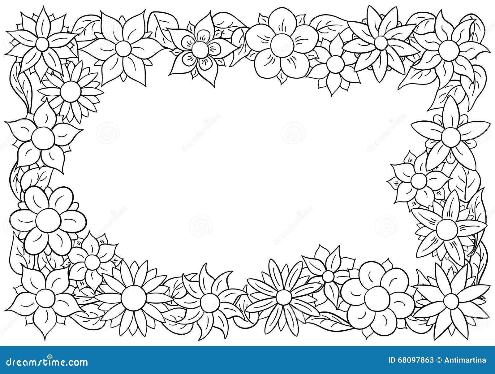Flower border stock vector. Illustration of book, empty - 68097863
