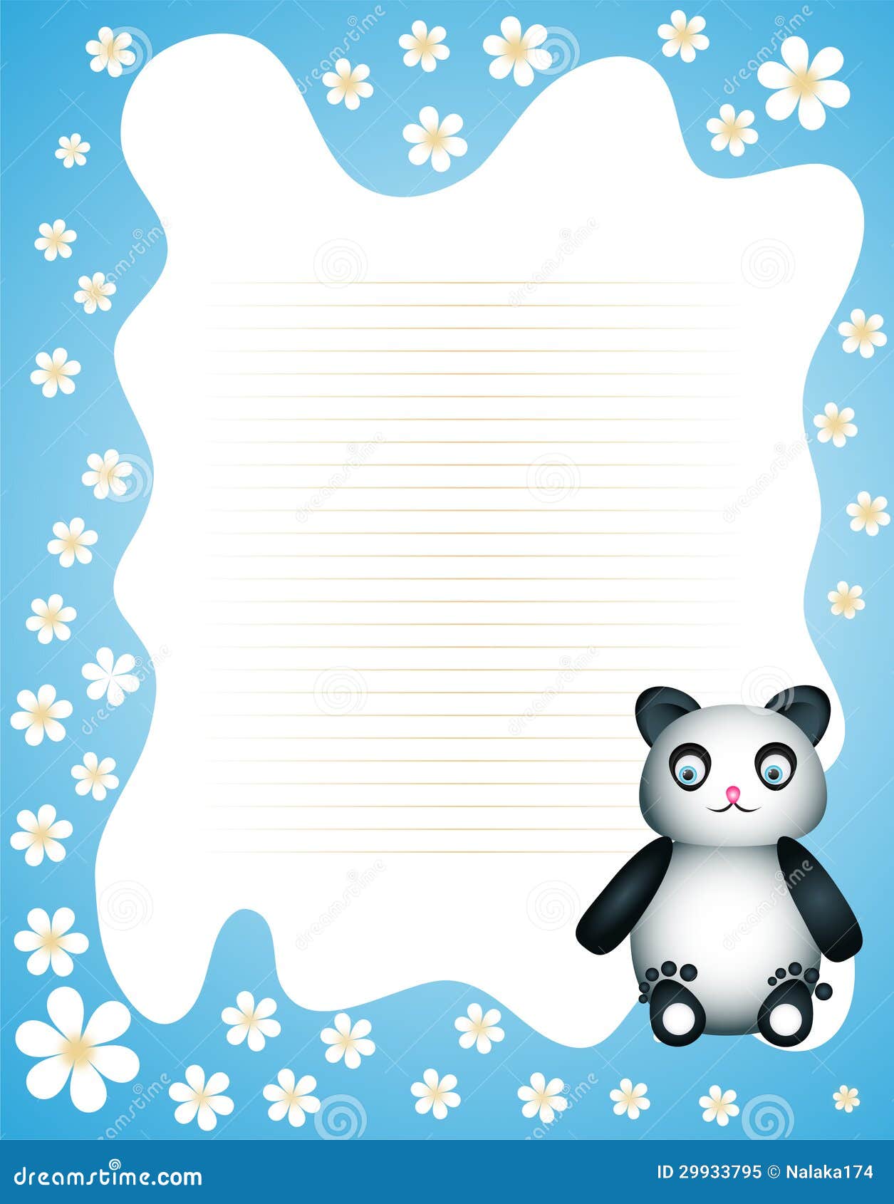Flower border with panda stock illustration. Illustration of flourishes ...