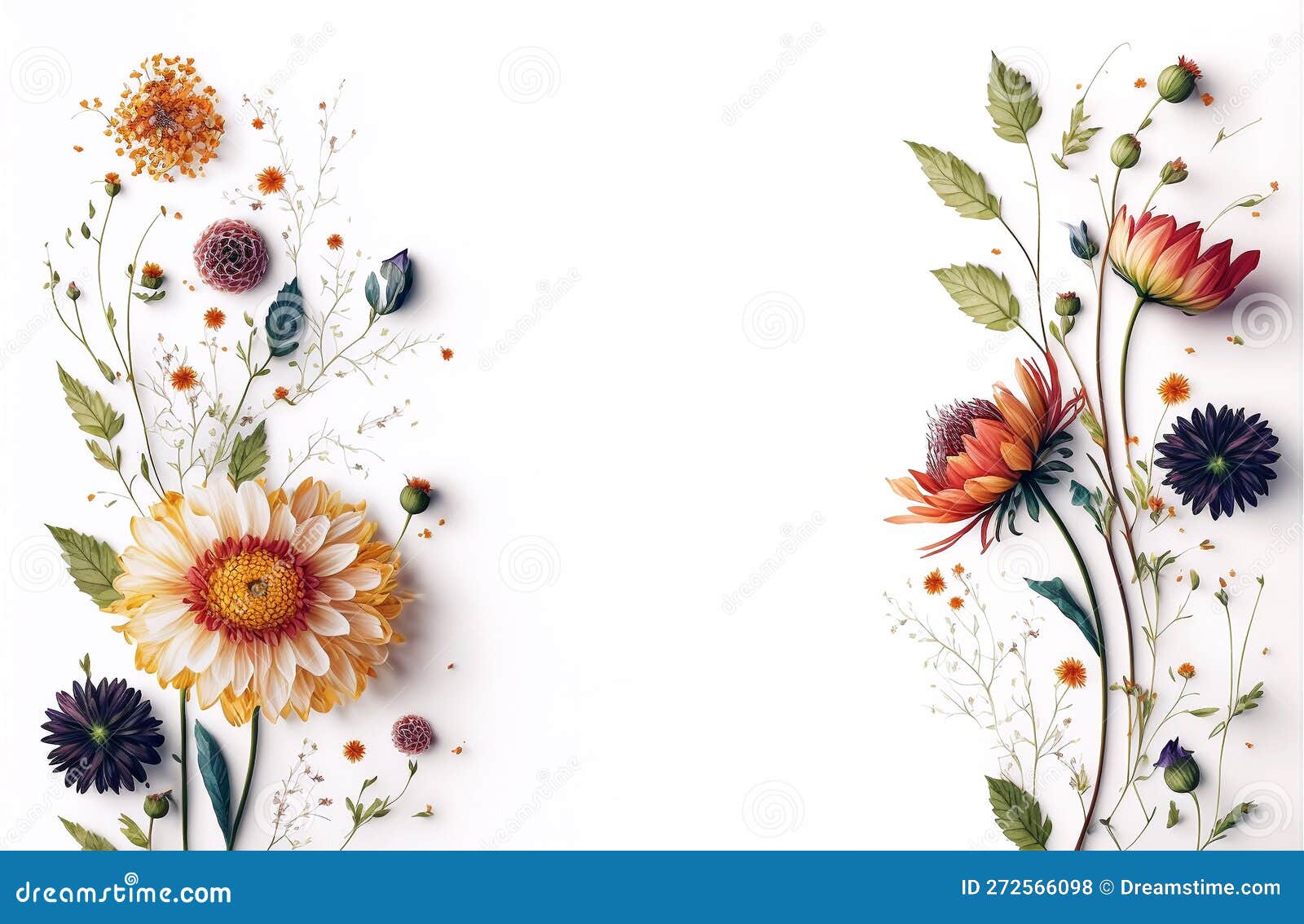 Flower Border On White Background Stock Photo | CartoonDealer.com ...
