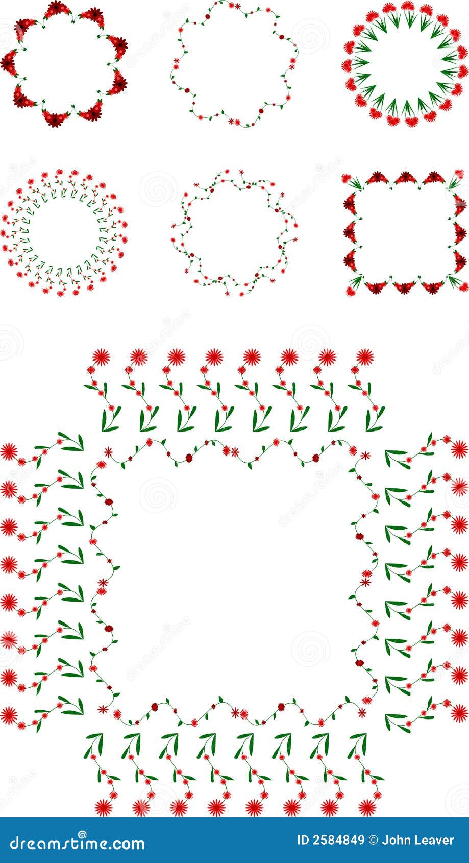 Flower borders stock vector. Illustration of deatil, leaf - 2584849