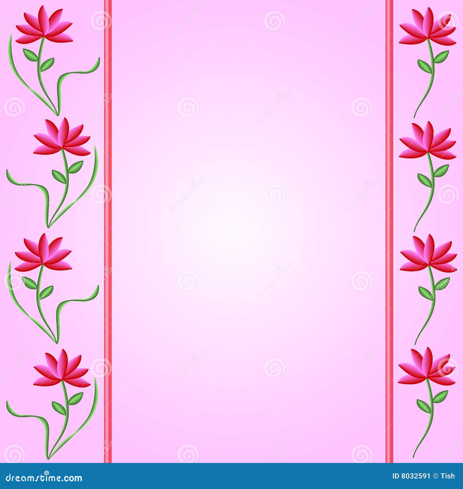 Flower Borders On Pink Gradient Background Cartoon Vector ...