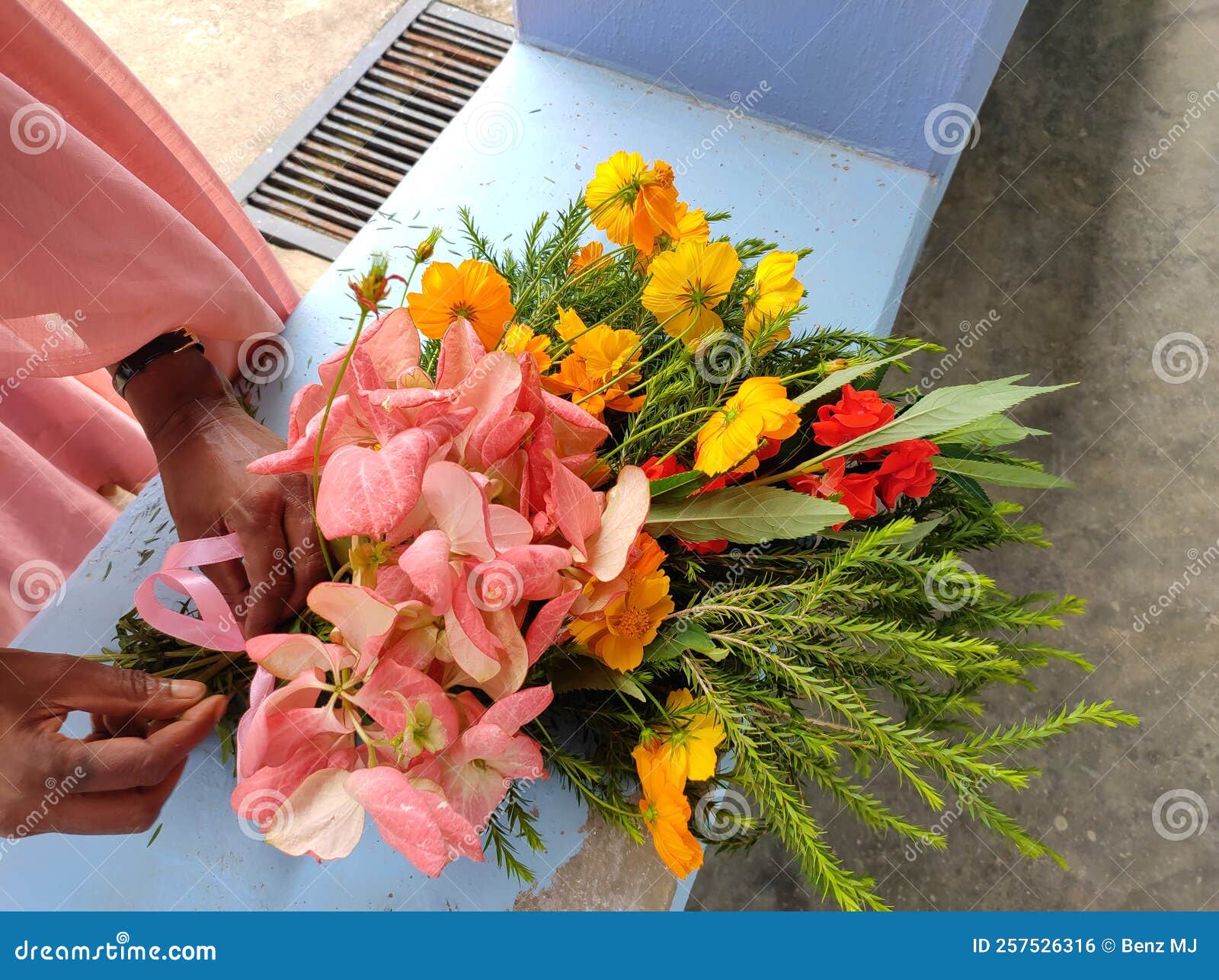 Flower Bouquet Held in the Hand Stock Photo - Image of plant, leaf ...