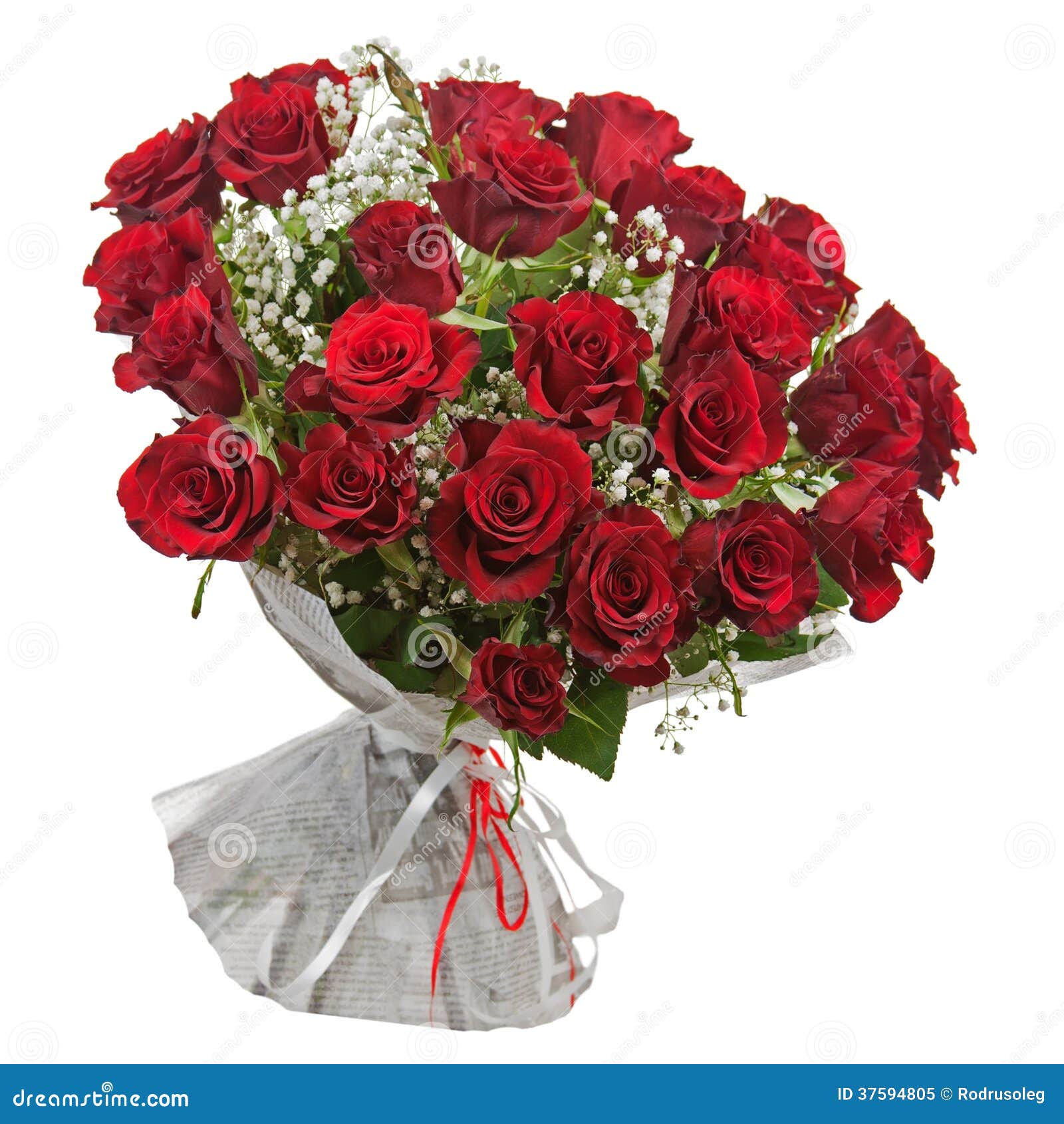 Flower Bouquet from Red Roses Isolated on White Background. Stock Image ...