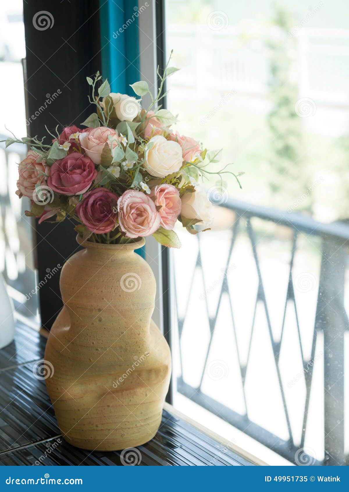 Flower Bouquet in White Jug on Table Stock Image - Image of home, pink ...