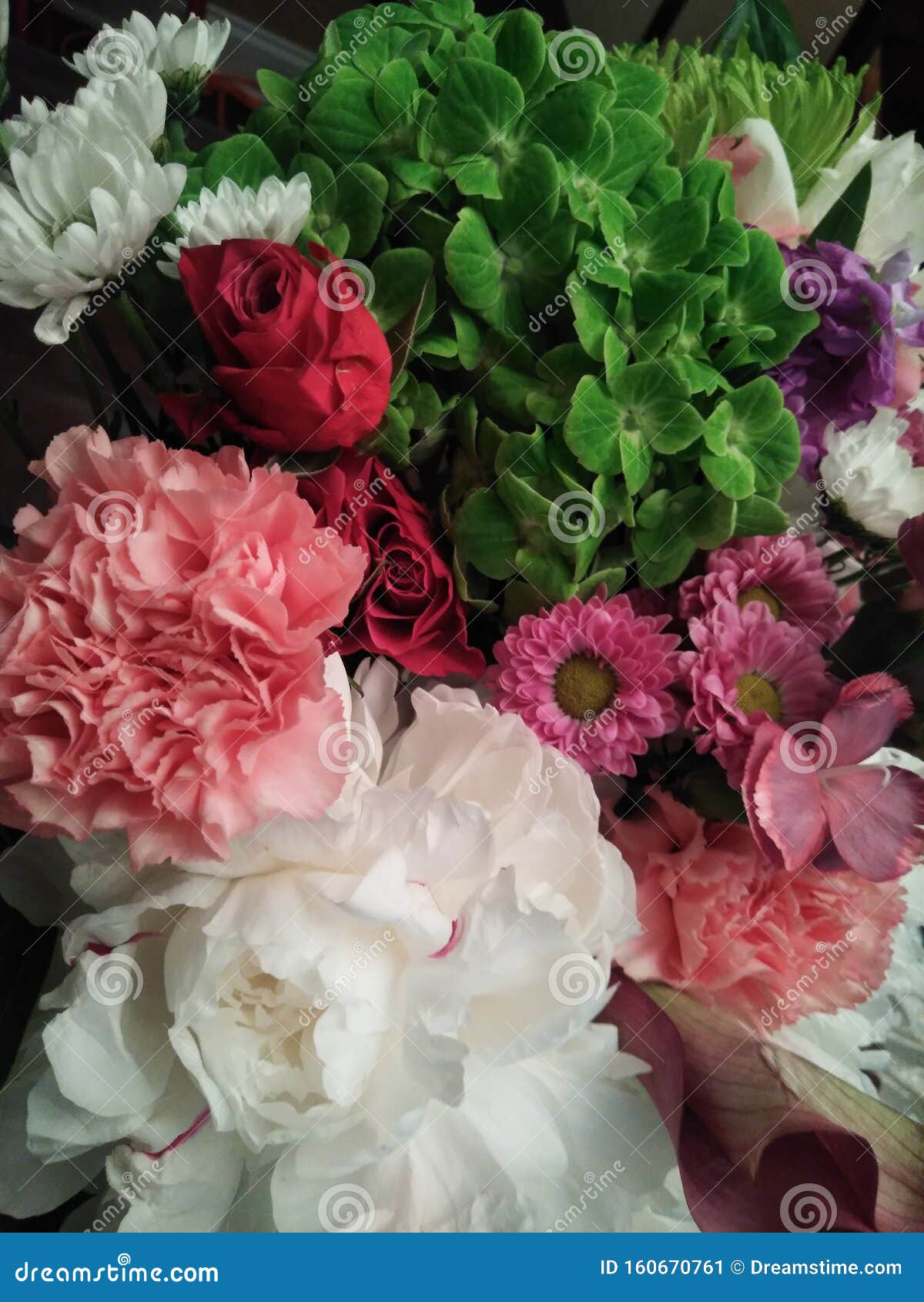 Flower Bouquet White Peony Red Rose Stock Image - Image of peony ...