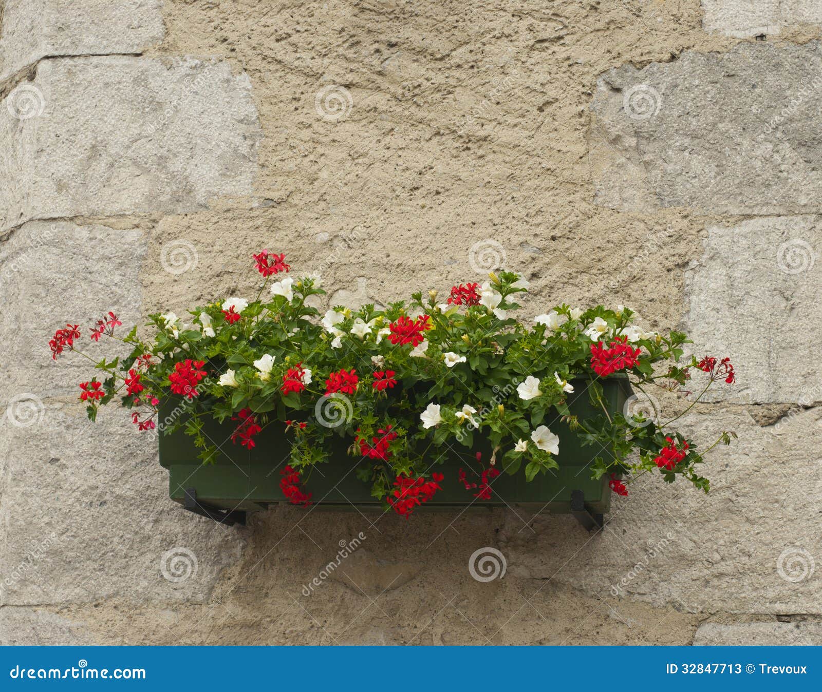 Flower Box on a Wall in France Stock Image - Image of tourism ...