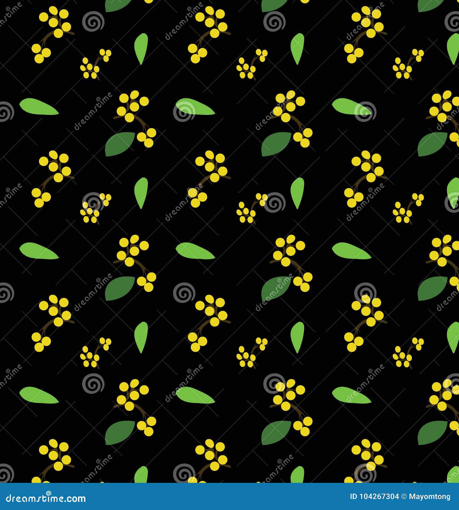 Flower and branch pattern stock vector. Illustration of natural - 104267304