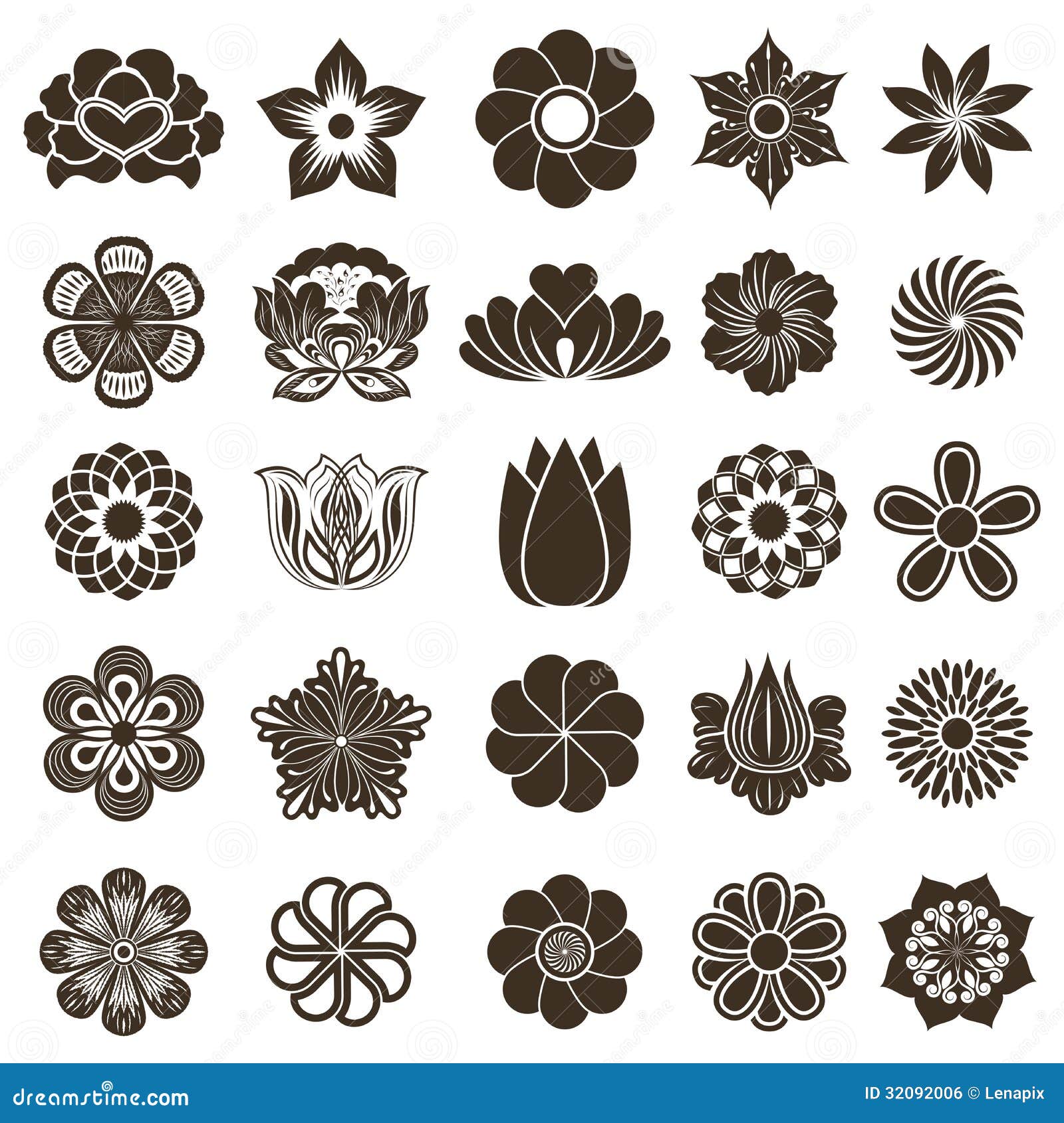 Flower Buds Design Elements Stock Vector - Illustration of composition ...