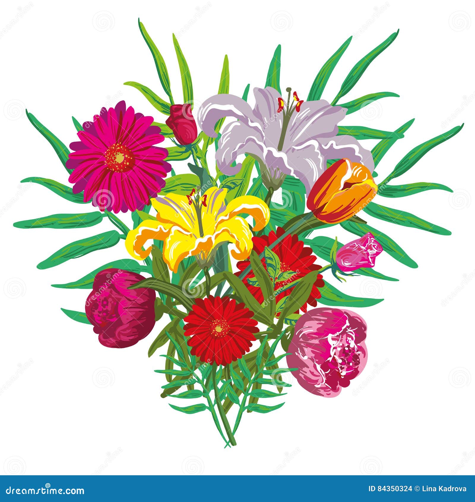 Flower buquet vector stock vector. Illustration of cute - 84350324