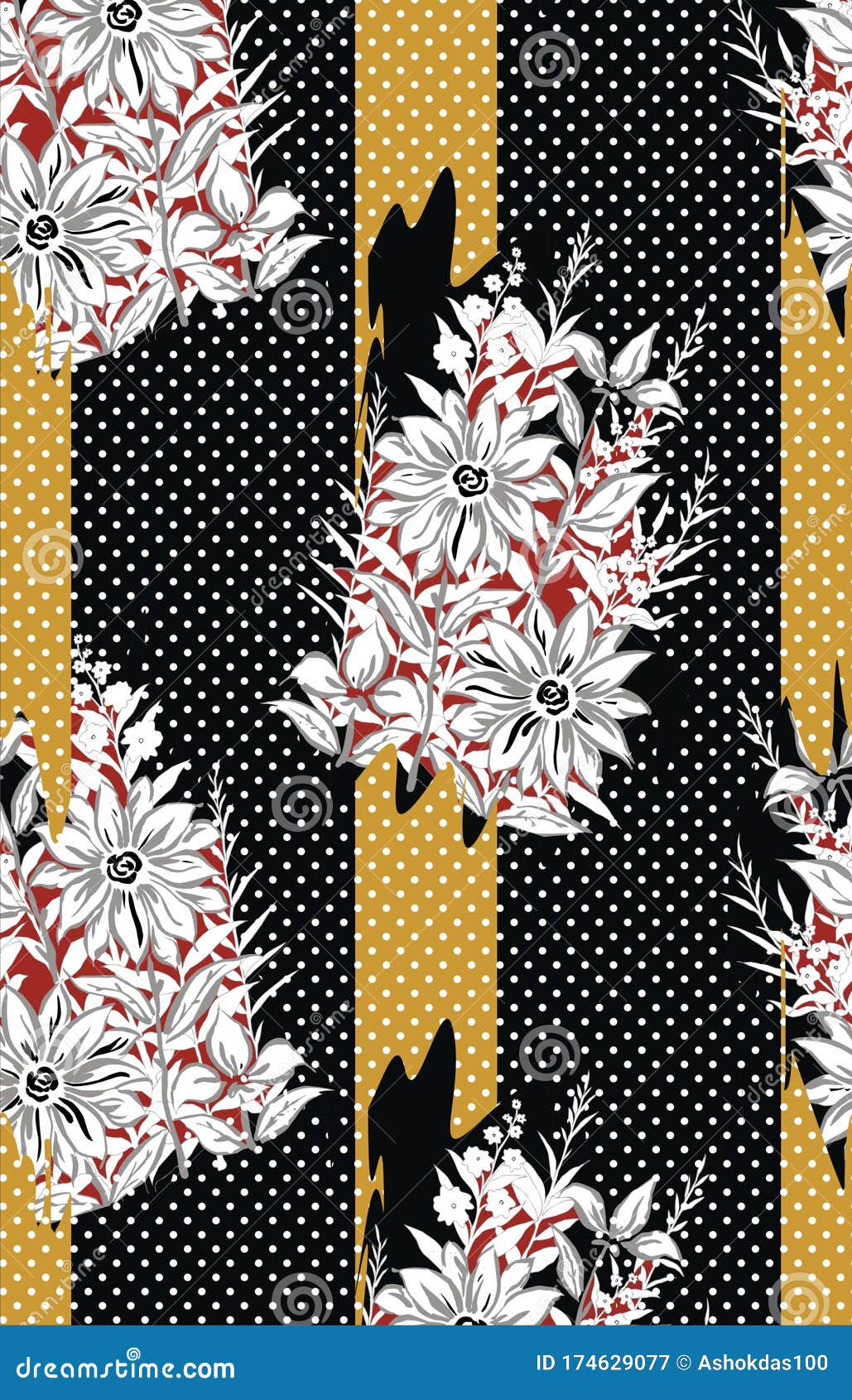 FLOWER BUTA PATTERN DESIGN BACKGROUND ART for FABRIC Stock Illustration ...