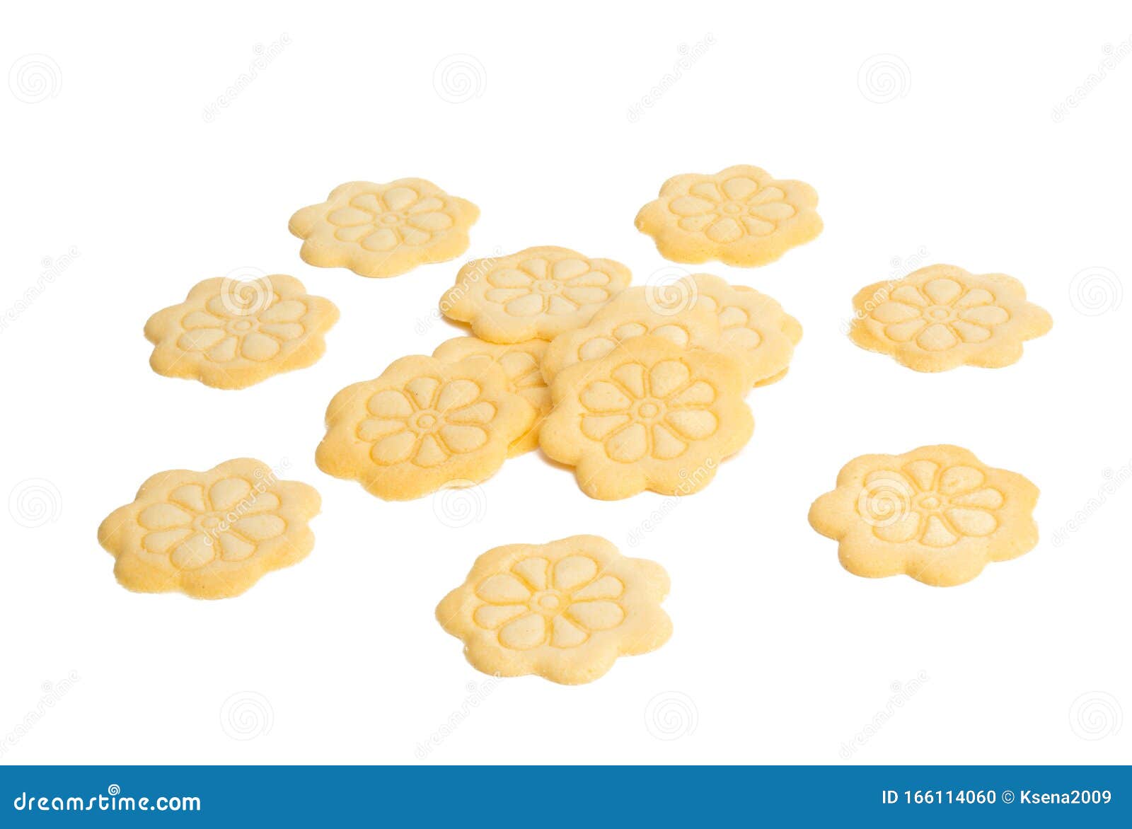 Flower Butter Cookies Isolated Stock Photo - Image of bakery, pieces ...