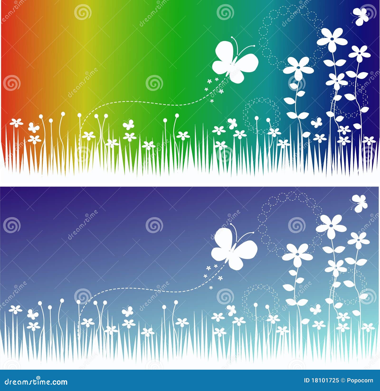 Flower And Butterfly Banners Cartoon Vector | CartoonDealer.com #18101725