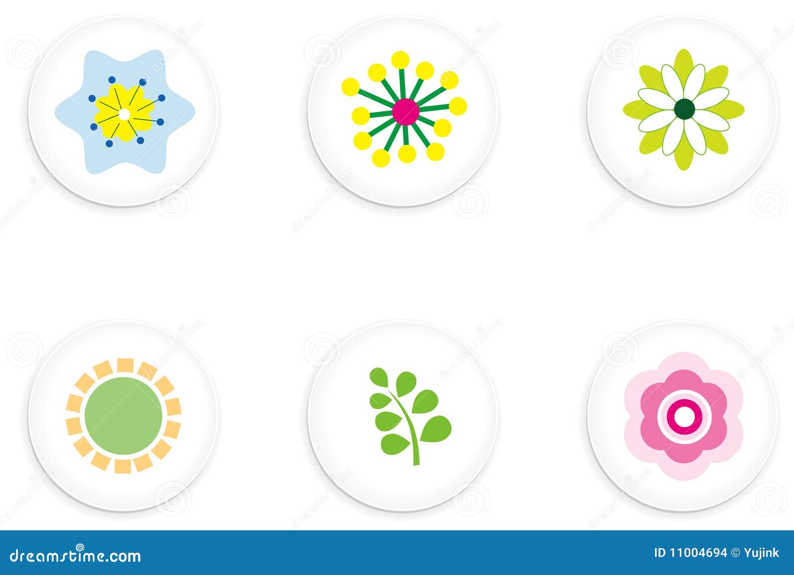 Flower Buttons stock vector. Illustration of botany, inch - 11004694