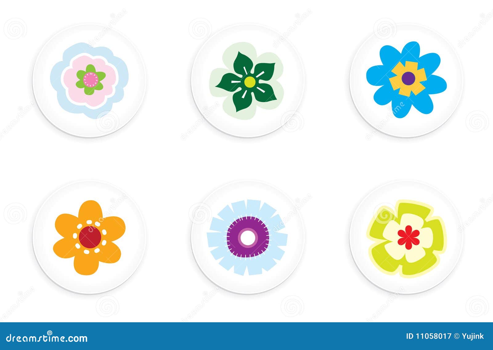 Flower buttons stock vector. Illustration of icon, ornament - 11058017