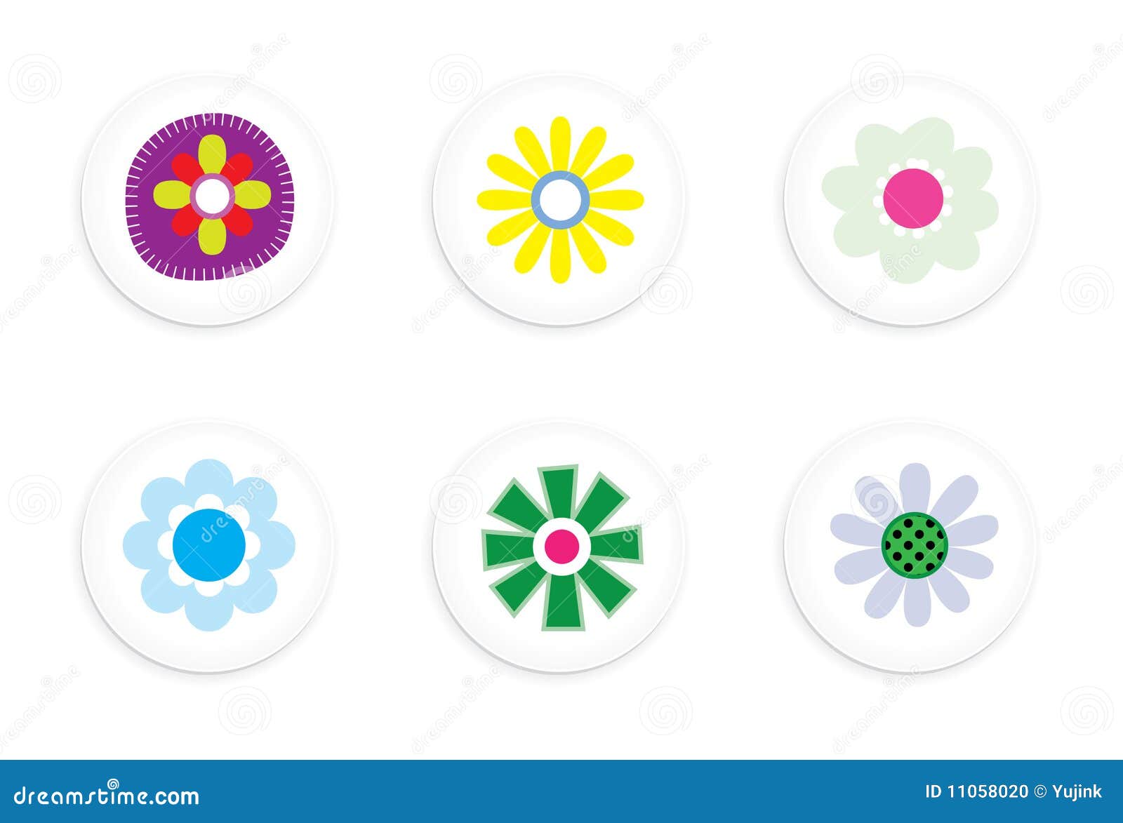 Flower buttons stock vector. Illustration of ornate, color - 11058020