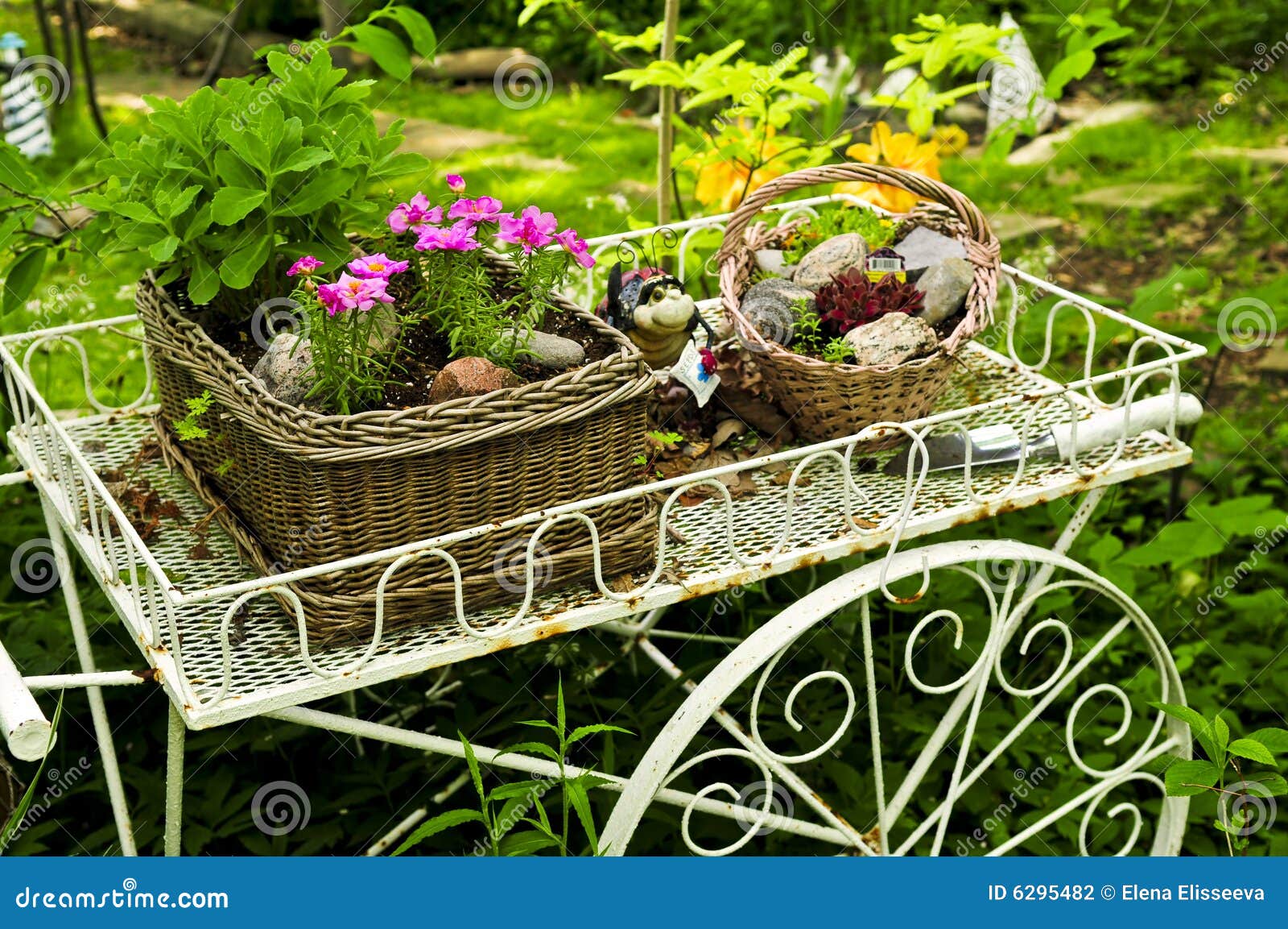 Flower cart in garden stock photo. Image of backyard, lush - 6295482