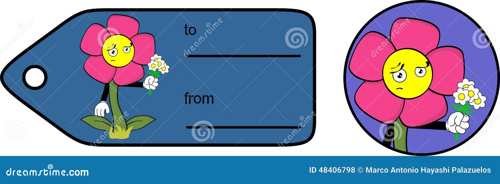 Flower Cartoon Giftcard Sticker6 Stock Vector - Illustration of plant ...